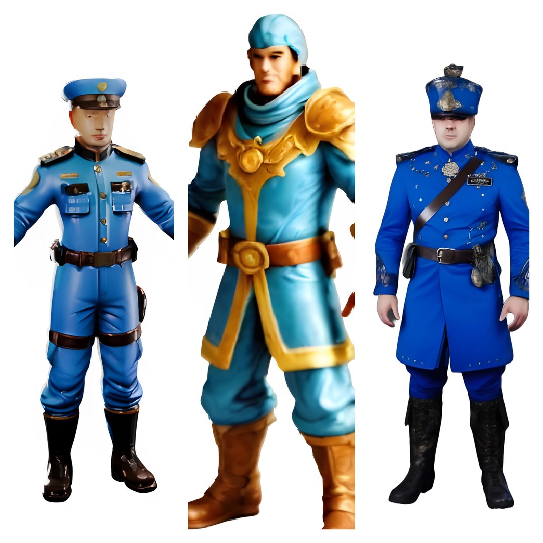 3D Blue Uniform Character Collection Model - TurboSquid 2299252