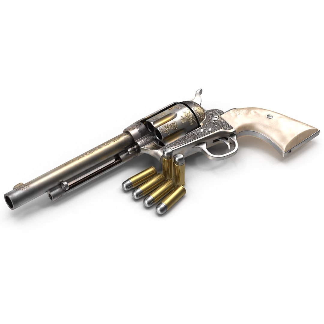 3d model revolver modeled realistic