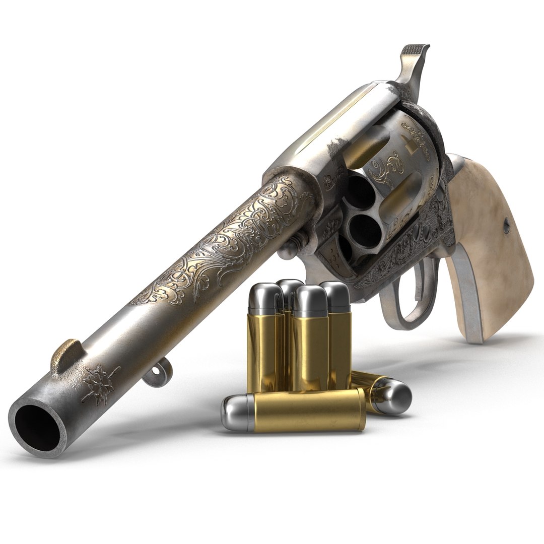 3d model revolver modeled realistic