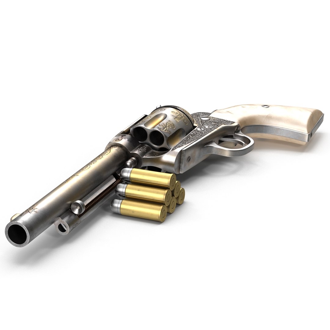 3d model revolver modeled realistic