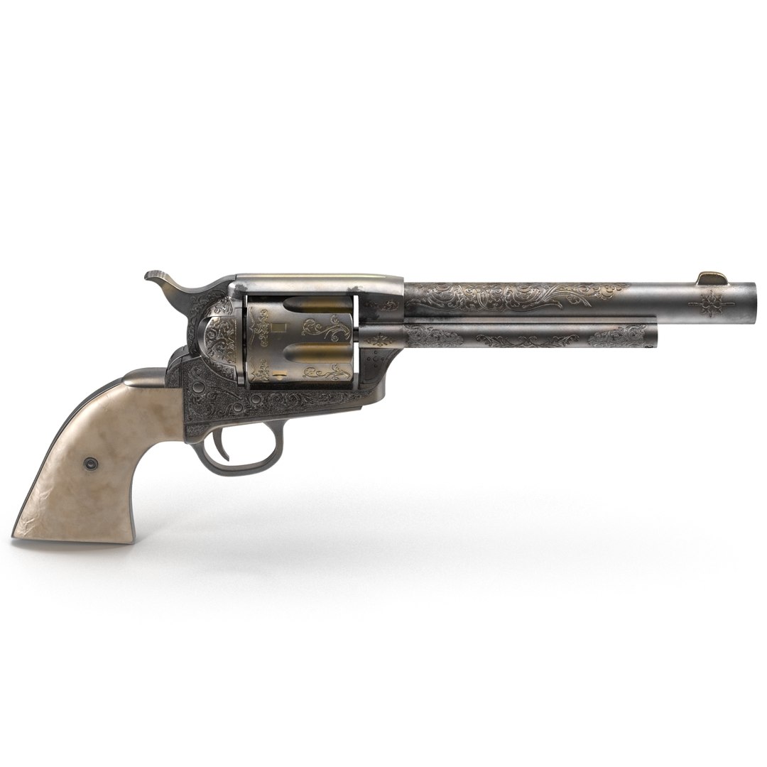 3d model revolver modeled realistic