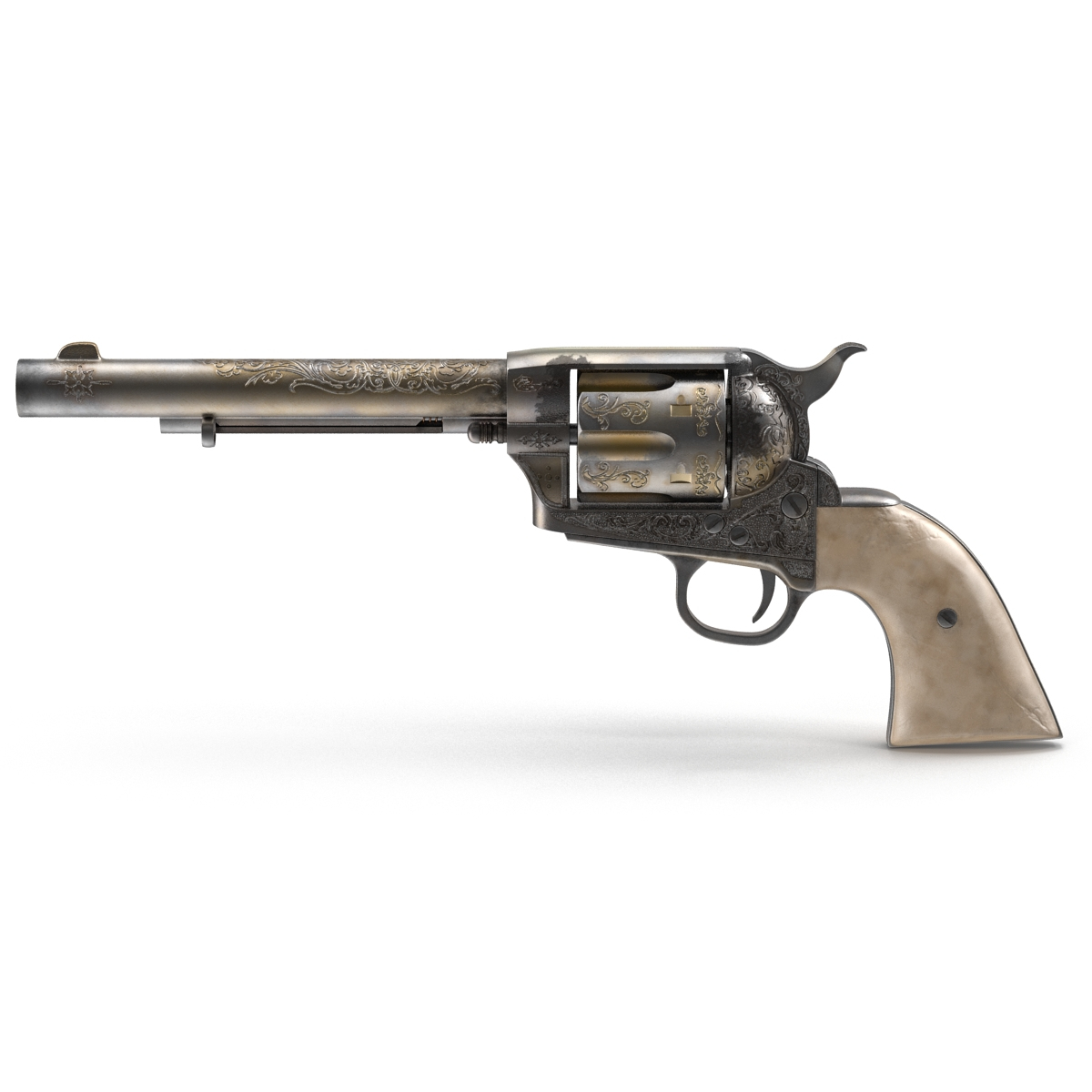3d model revolver modeled realistic