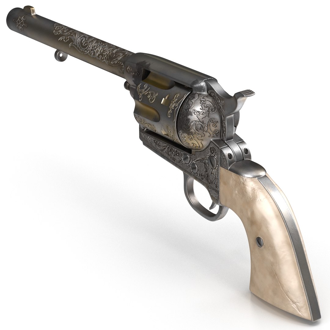 3d model revolver modeled realistic