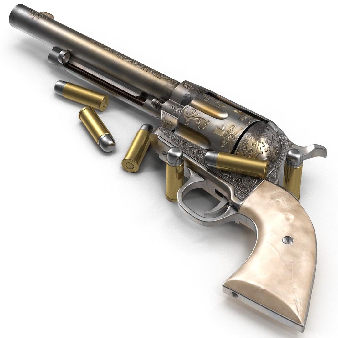 3d model revolver modeled realistic