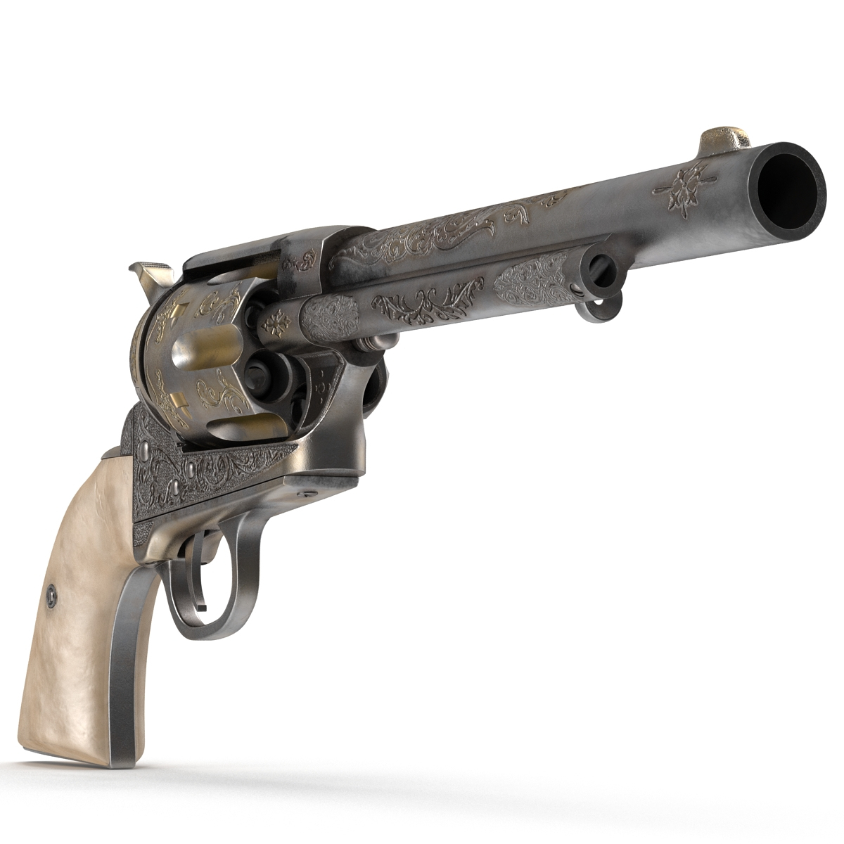 3d model revolver modeled realistic