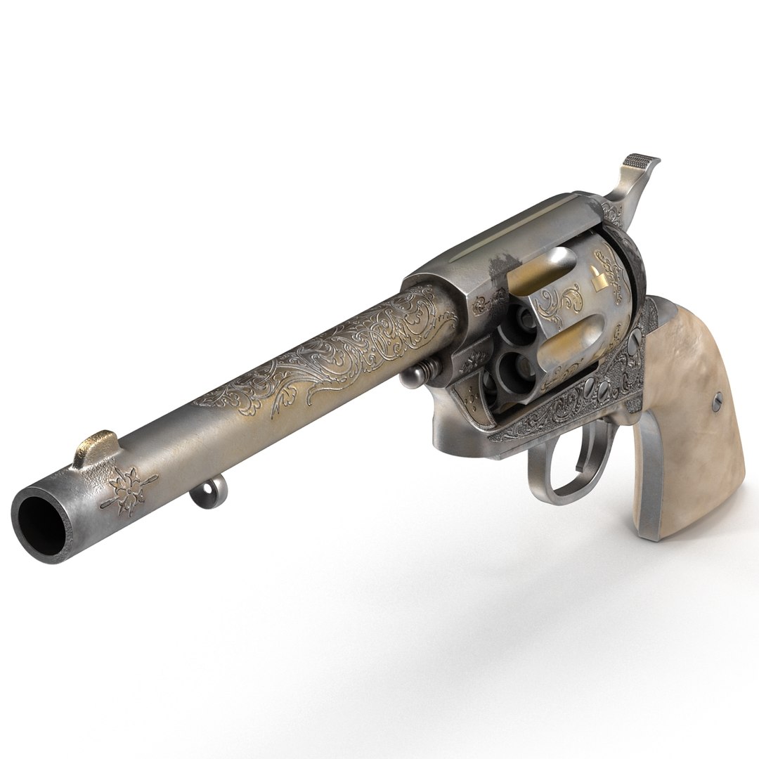 3d model revolver modeled realistic