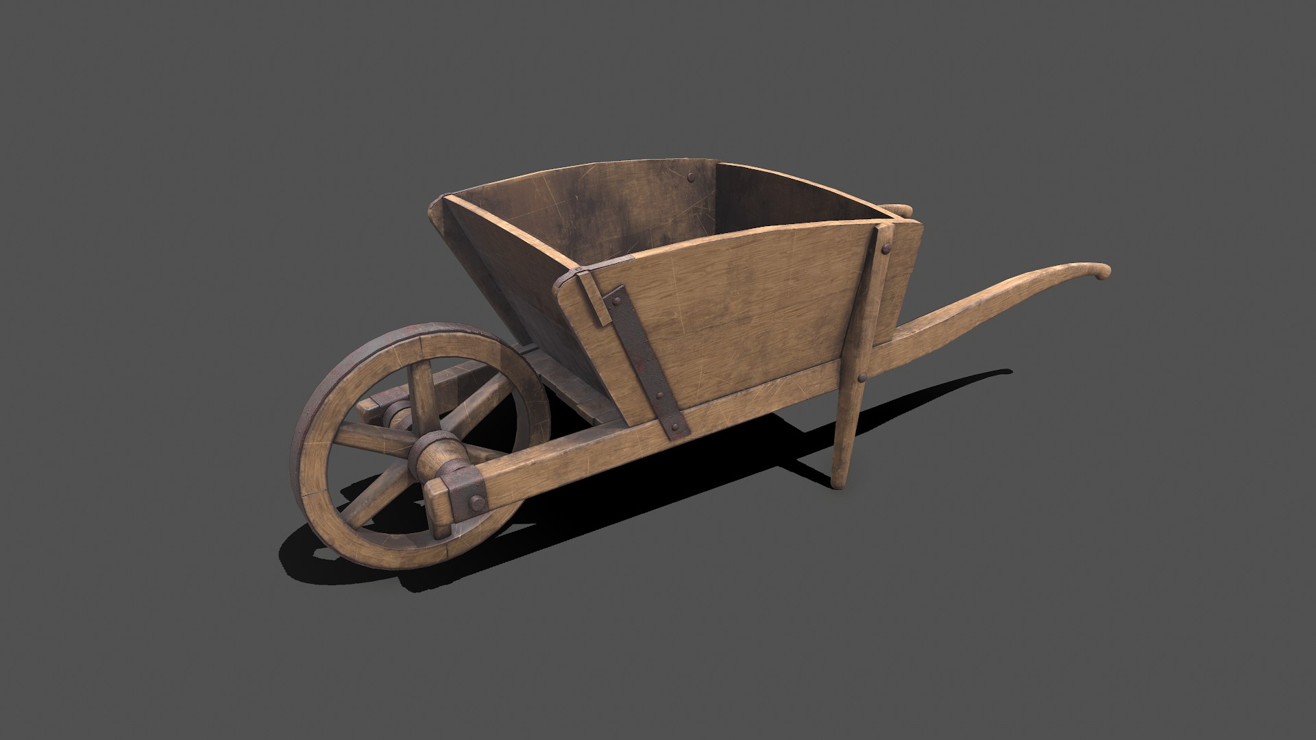 Wooden Wheelbarrow Low-poly PBR 3D model - TurboSquid 2133997