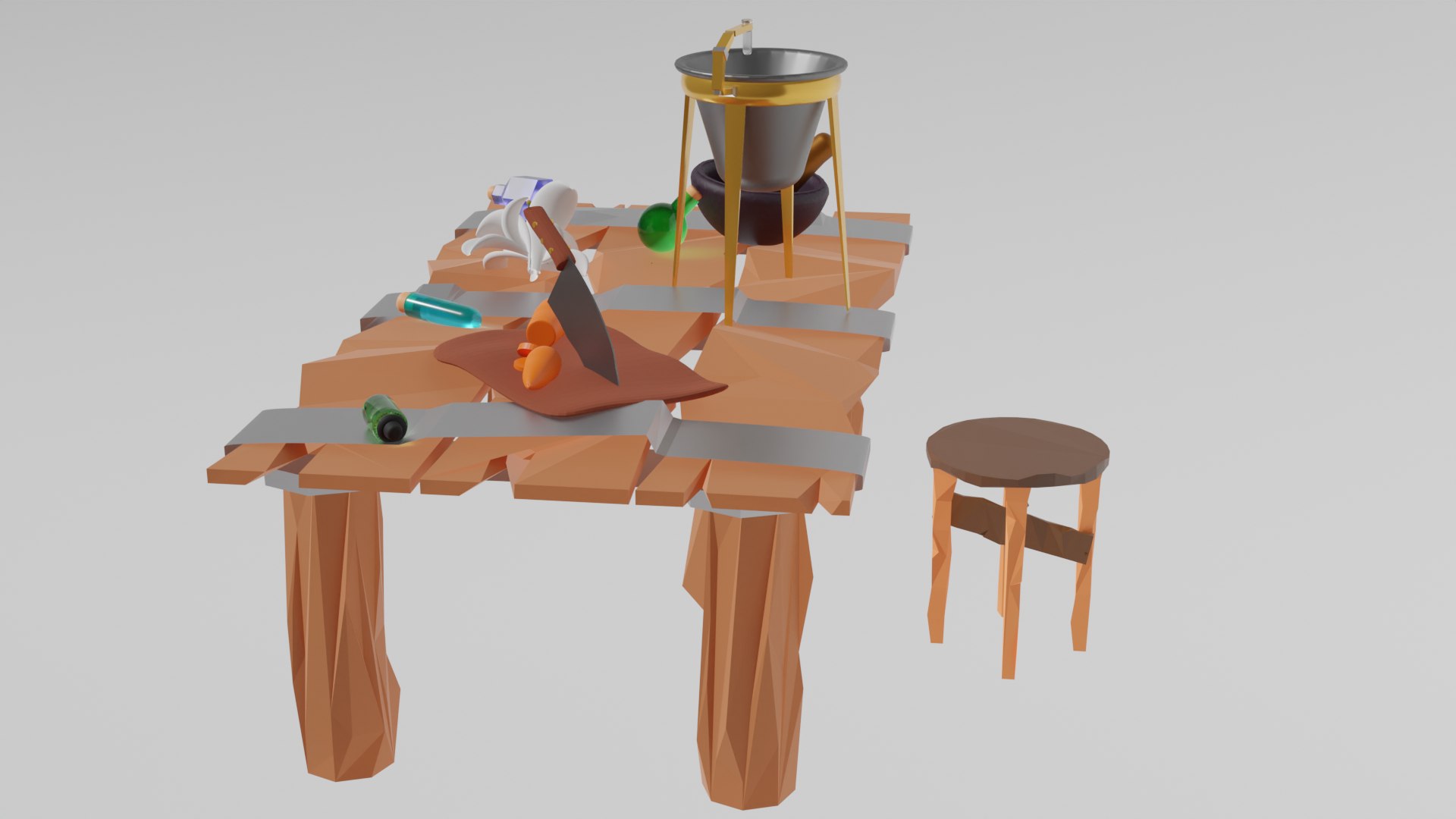 Low Poly Alchemy Table And Character 3D - TurboSquid 2100319