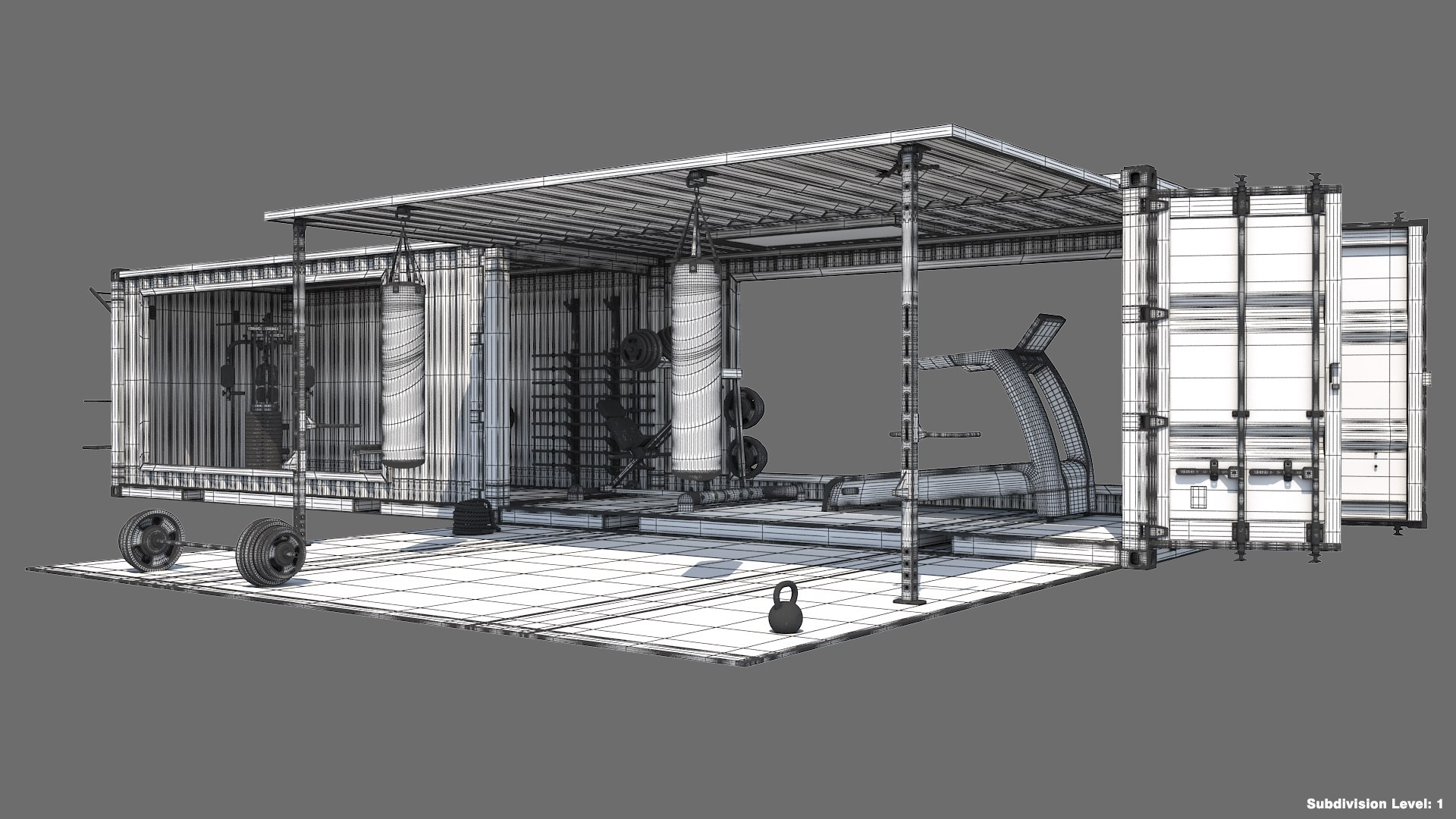 Mobile Gym Container model - TurboSquid 1795402