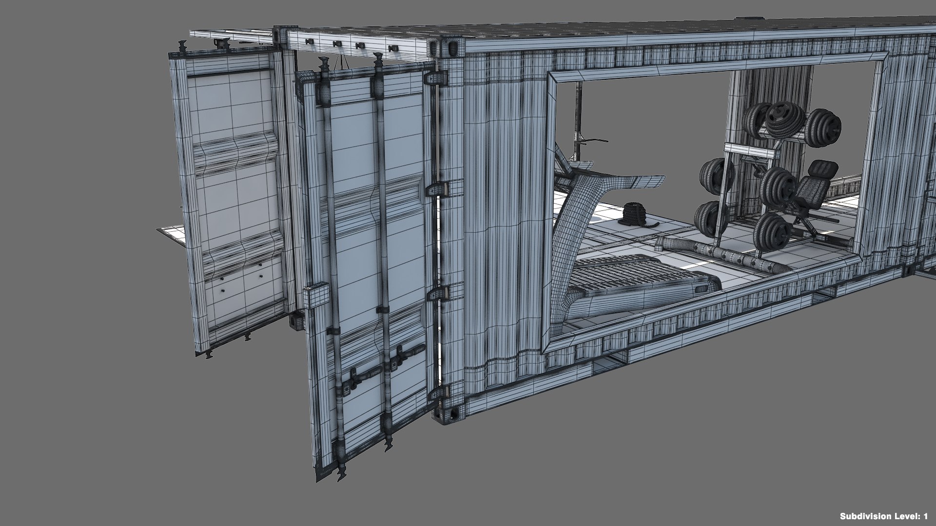 Mobile Gym Container model - TurboSquid 1795402