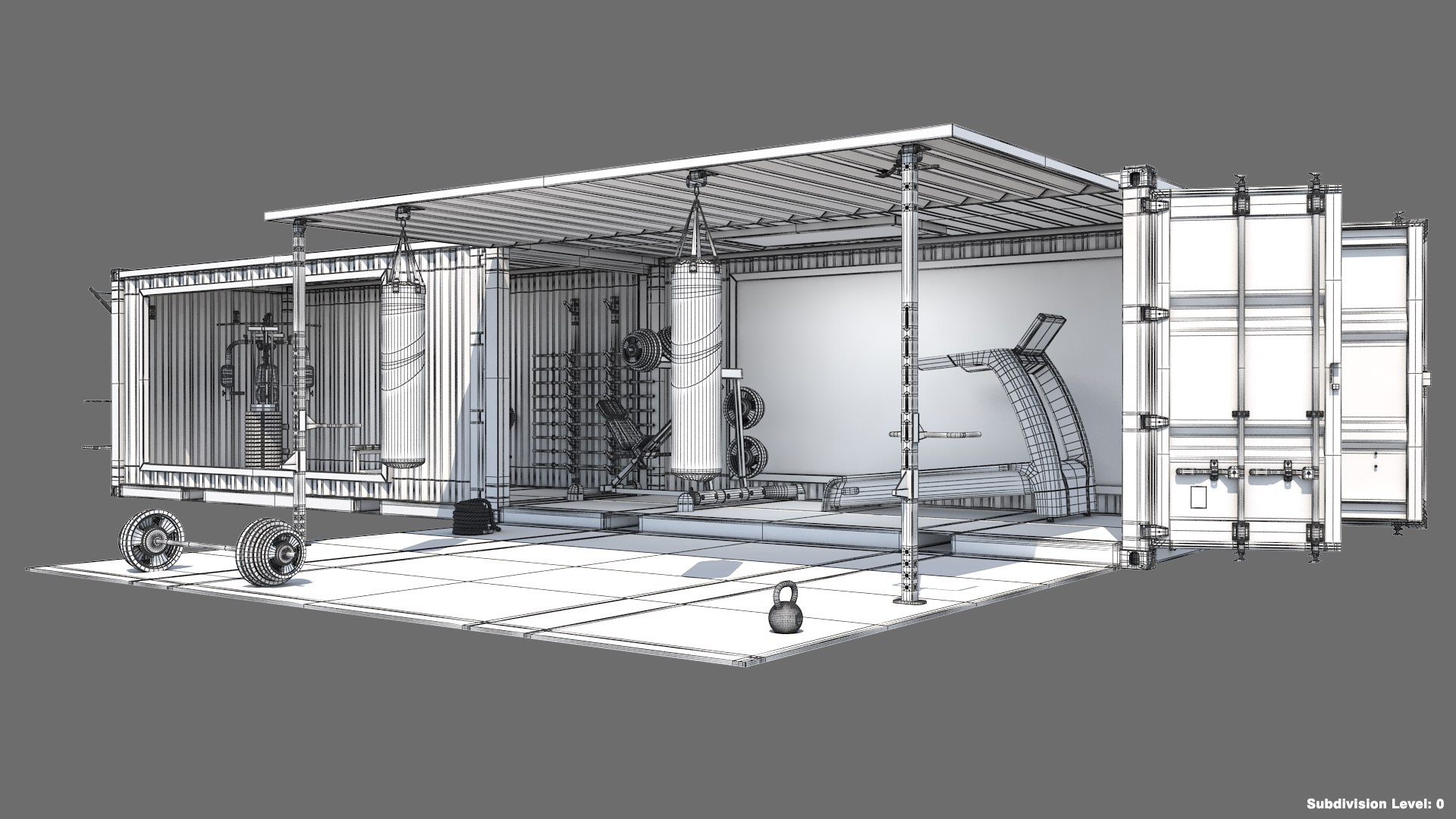 Mobile Gym Container model - TurboSquid 1795402