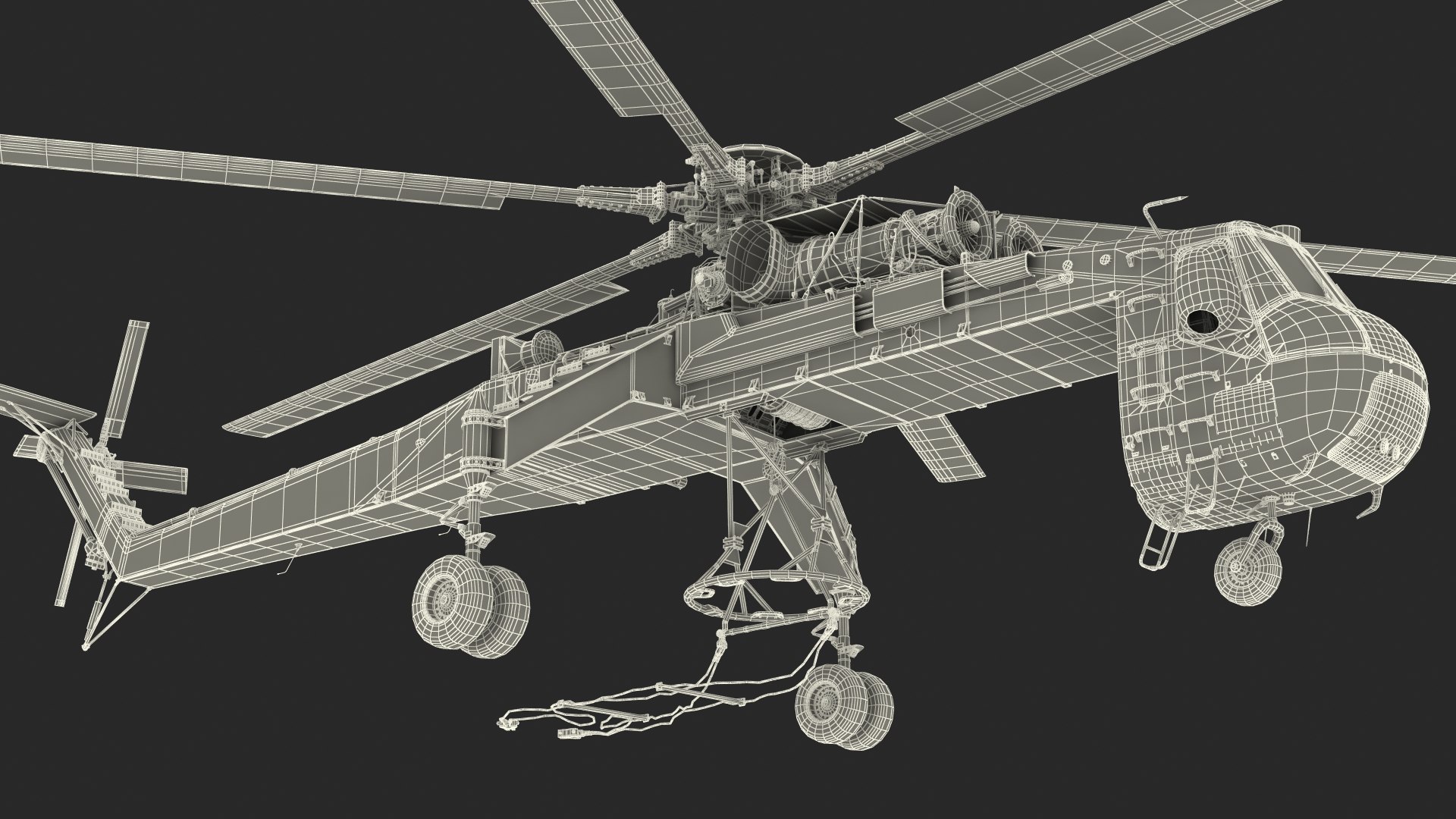 Sikorsky S-64 Skycrane Helicopter Model - TurboSquid 1486456