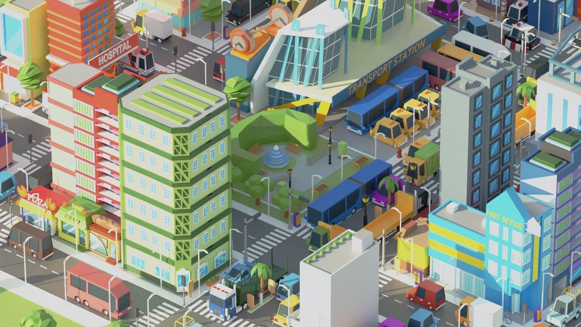 Simple Poly City 2 Low-poly 3D Model - TurboSquid 2265529