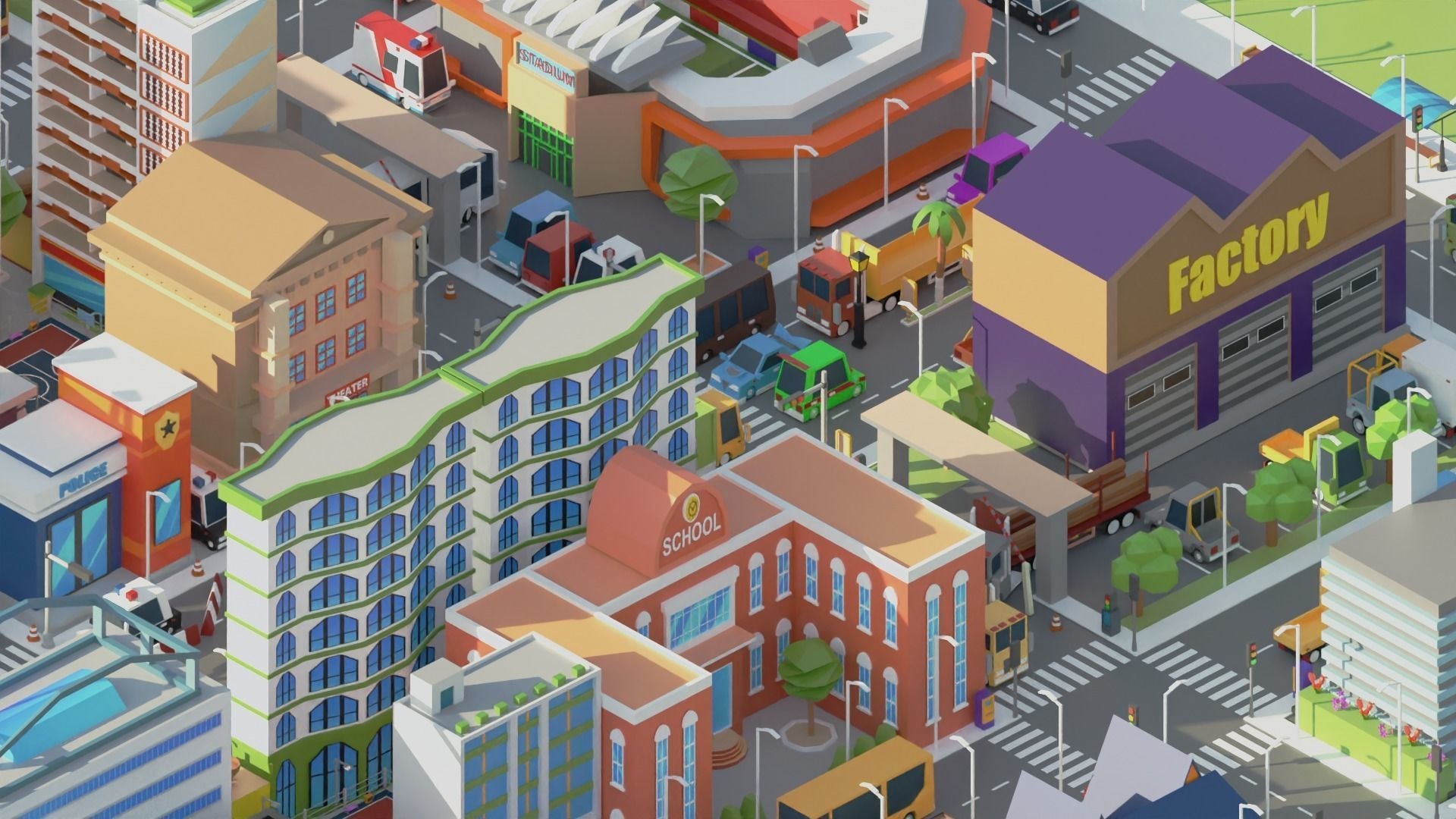 Simple Poly City 2 Low-poly 3D Model - TurboSquid 2265529