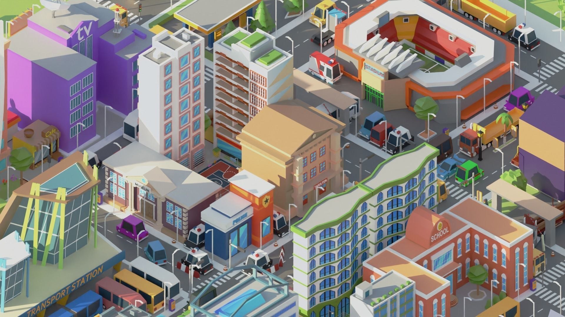 Simple Poly City 2 Low-poly 3D Model - TurboSquid 2265529