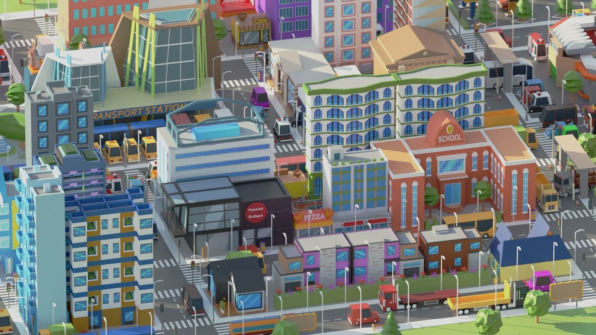 Simple Poly City 2 Low-poly 3D Model - TurboSquid 2265529