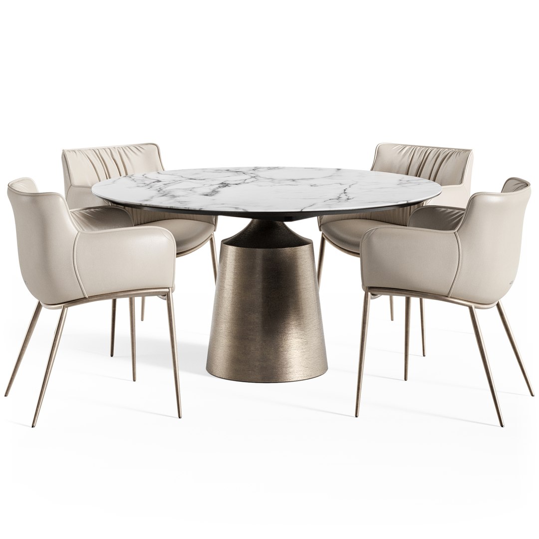 3D Model Cattelan Italia Yoda Round Table Rhonda Chair - TurboSquid 2162031