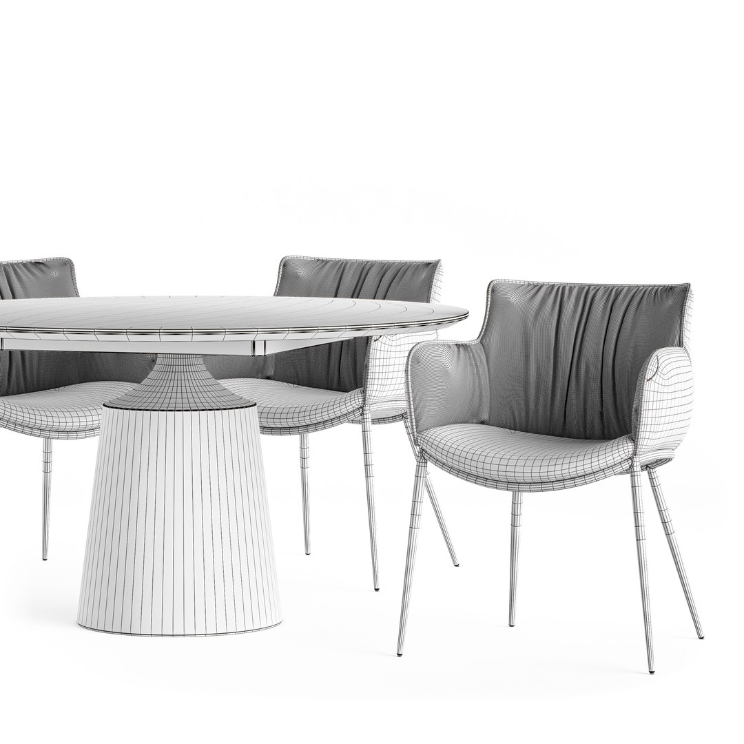 3D Model Cattelan Italia Yoda Round Table Rhonda Chair - TurboSquid 2162031