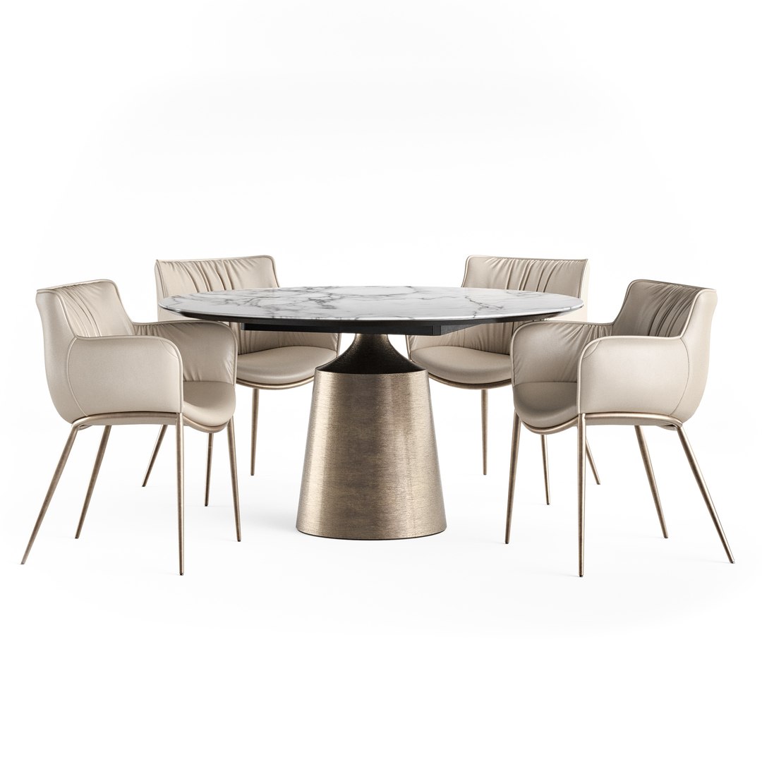 3D Model Cattelan Italia Yoda Round Table Rhonda Chair - TurboSquid 2162031