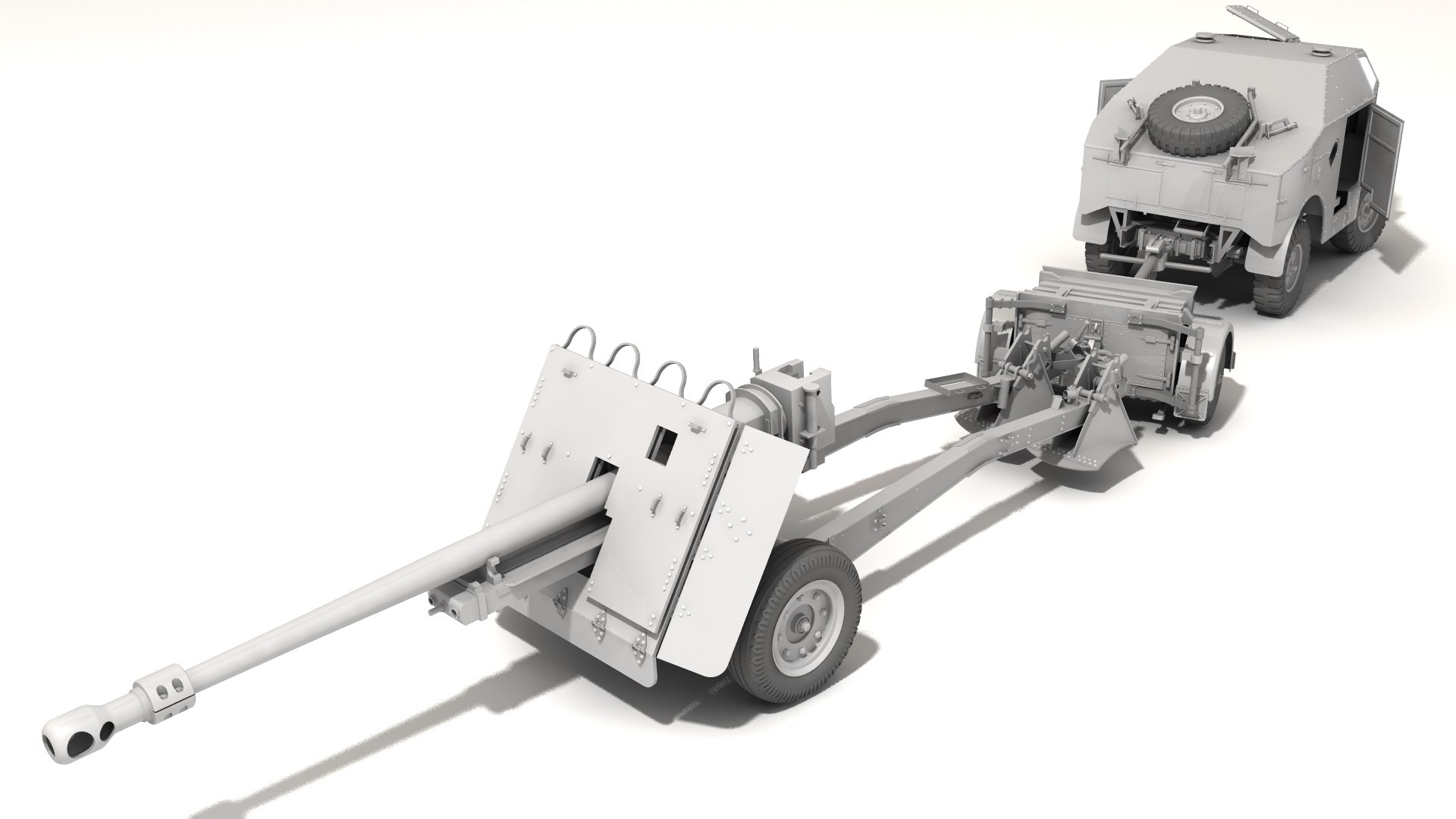 Morris QUAD With Ordnance QF17 Punder Gun 3D Model - TurboSquid 2413898