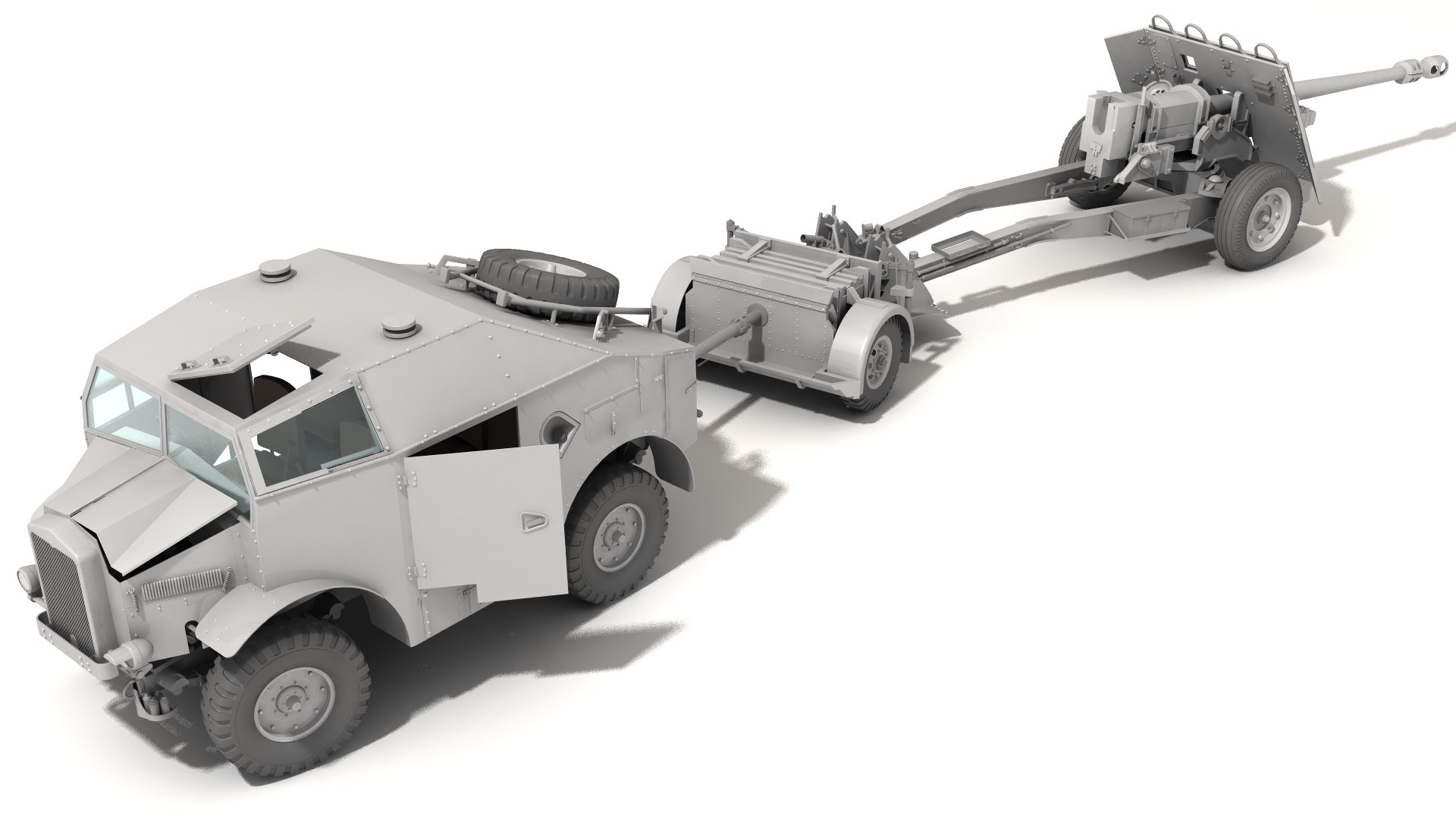 Morris QUAD With Ordnance QF17 Punder Gun 3D Model - TurboSquid 2413898