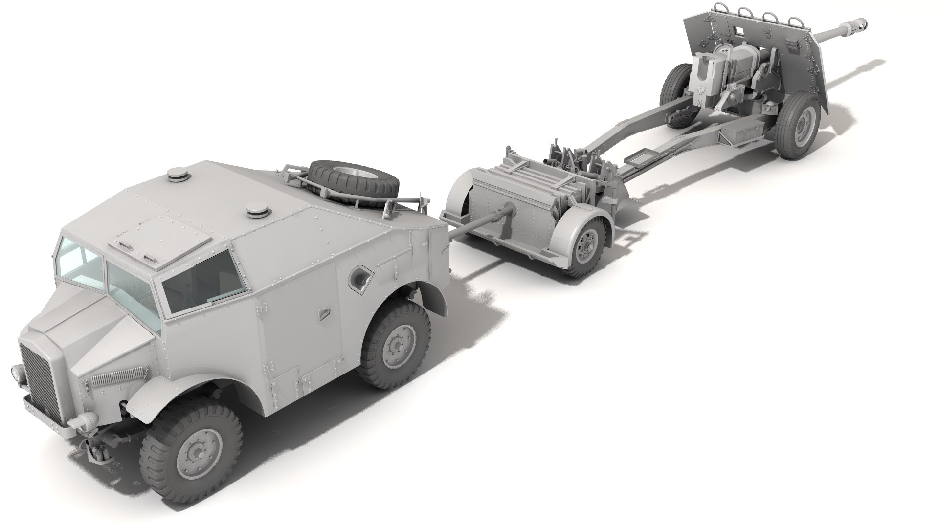 Morris QUAD With Ordnance QF17 Punder Gun 3D Model - TurboSquid 2413898