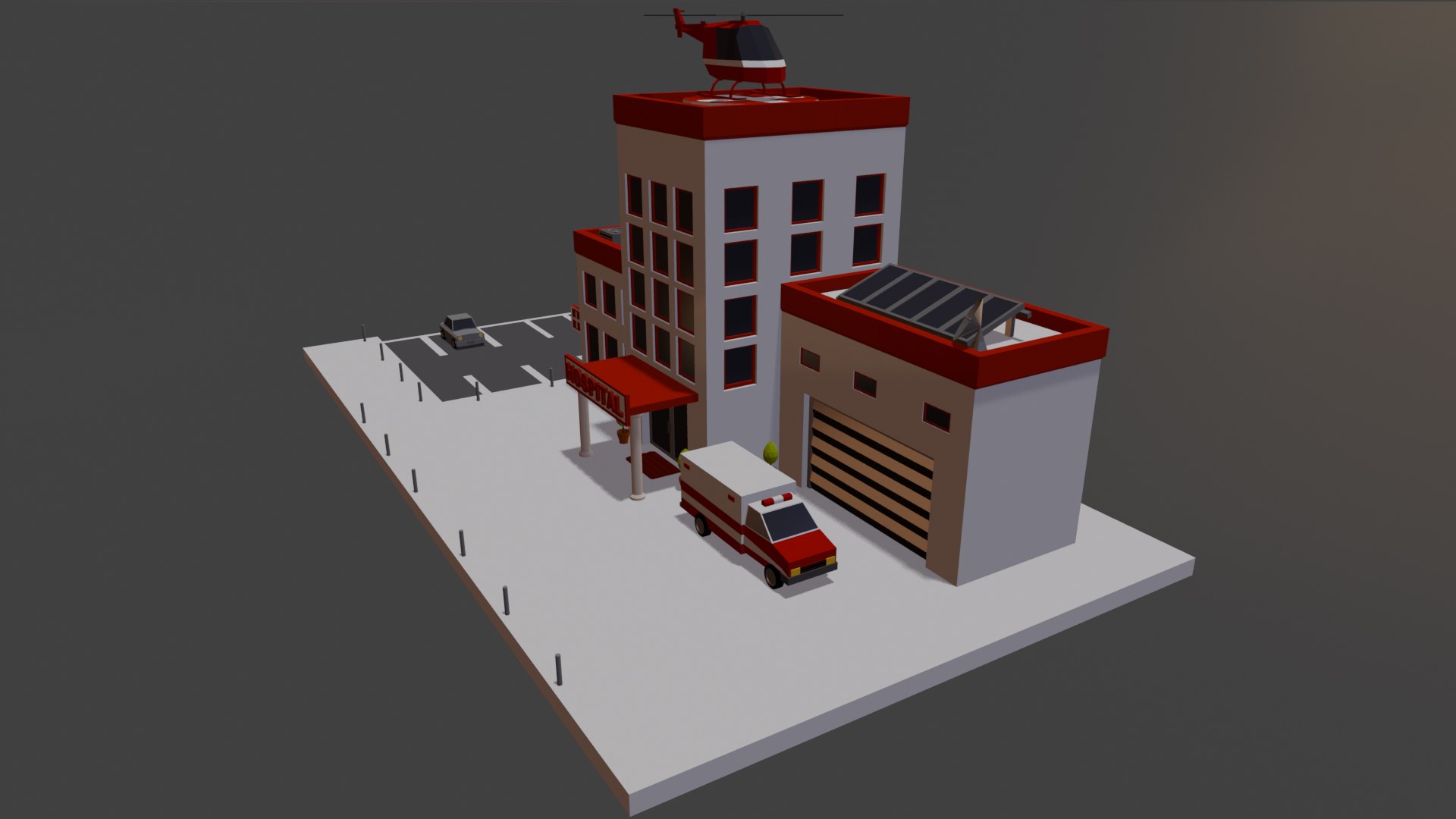 Low Poly Hospital 3D Model - TurboSquid 2313362