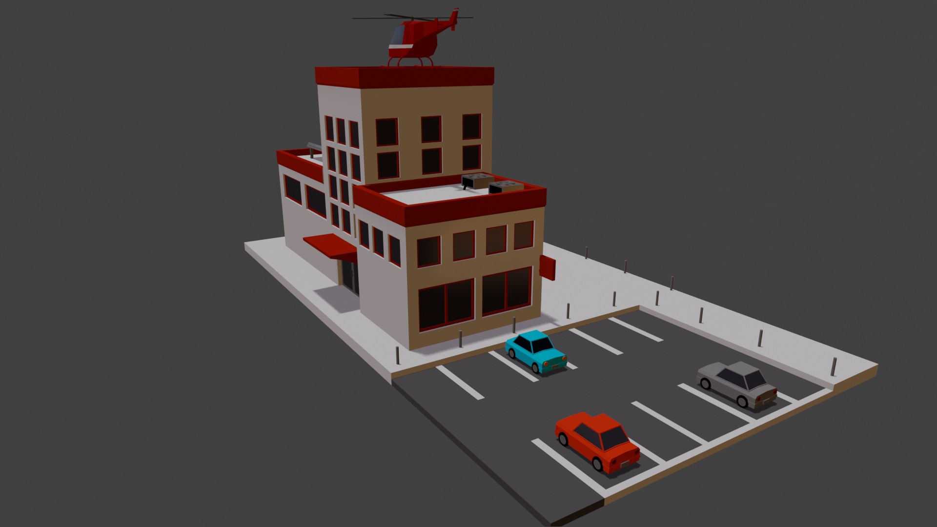 Low Poly Hospital 3D Model - TurboSquid 2313362