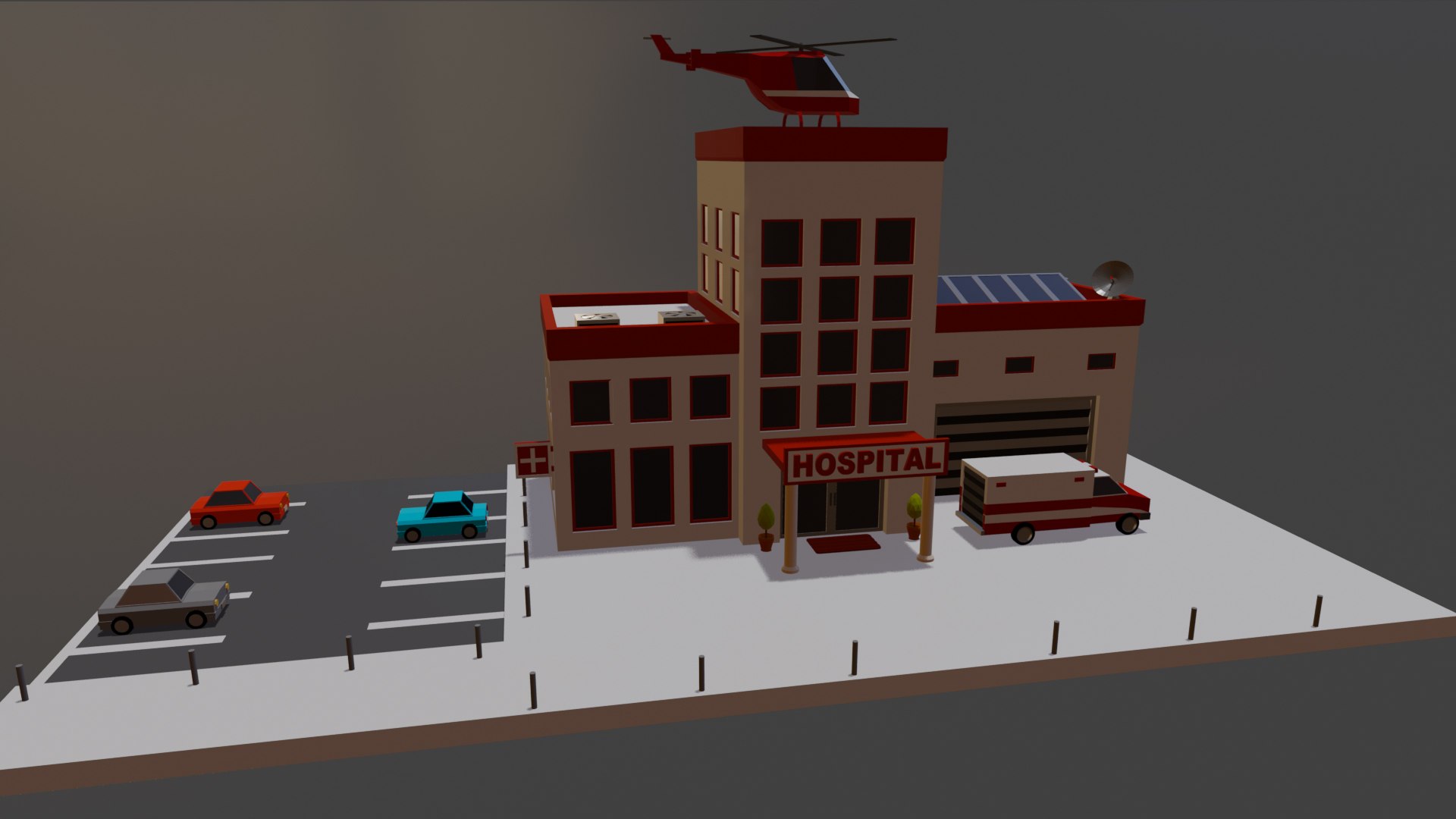 Low Poly Hospital 3D Model - TurboSquid 2313362