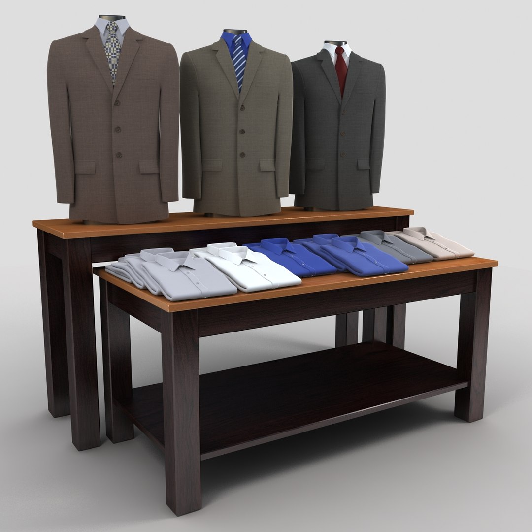 mens suits folded shirts 3d model