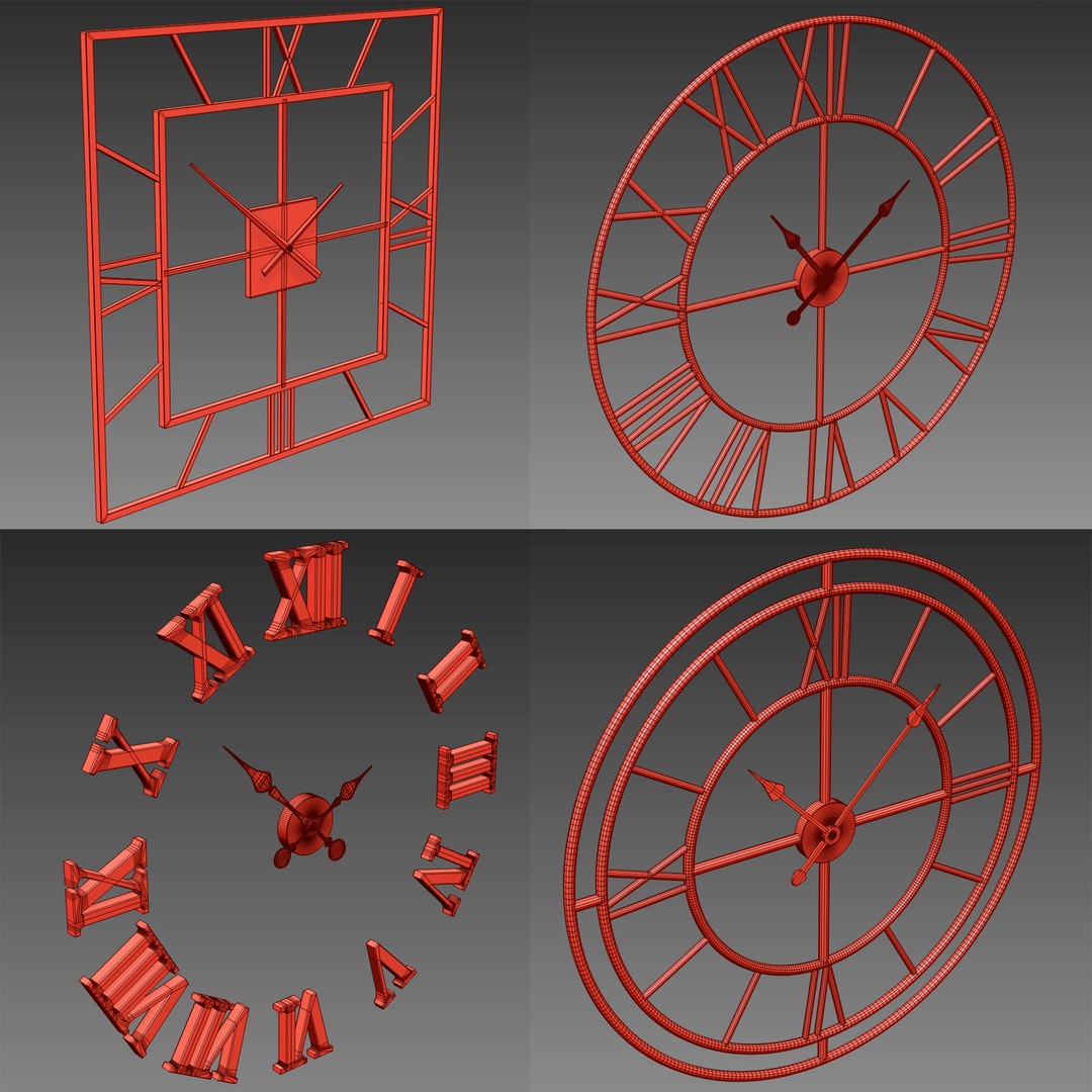 Wall Clock Set 702 Model - TurboSquid 1947692