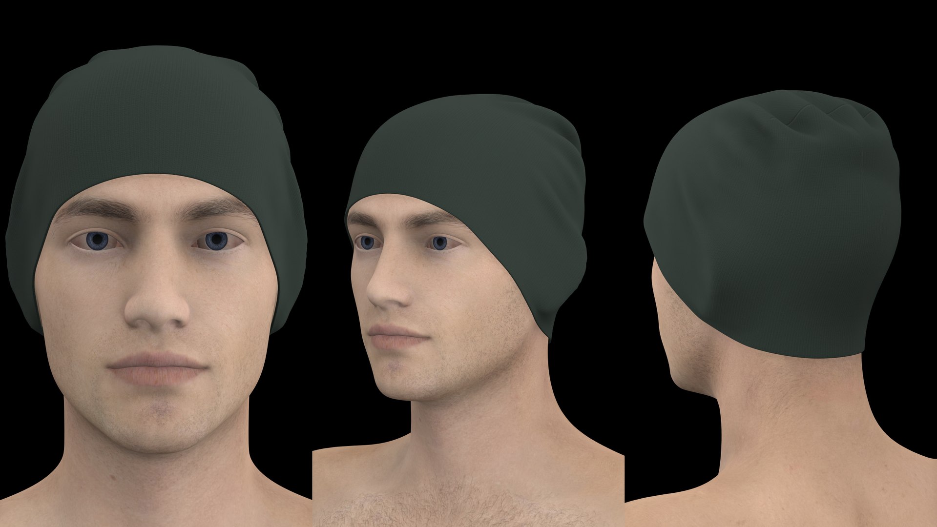 3D Model BASIC BEANIES PACK Male Genesis 8 Zpac Obj Fbx Highpoly ...