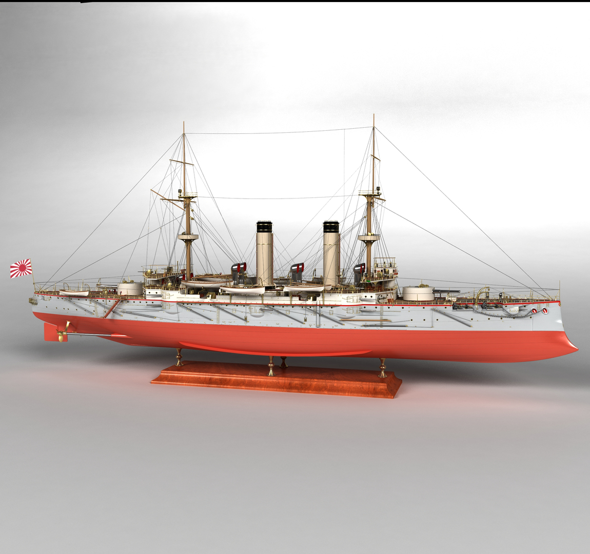 O cruzador blindado "Asama". O Império do Japão, 1900. Modelo 3D ...