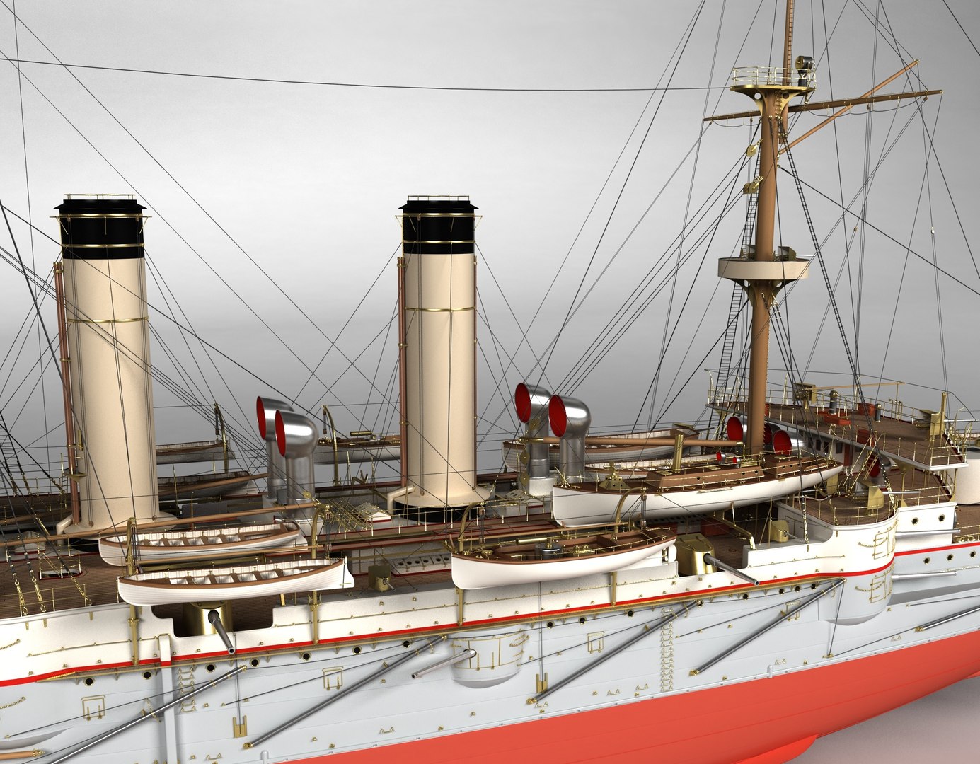 3D Armored Cruiser Asama Empire - TurboSquid 1705010