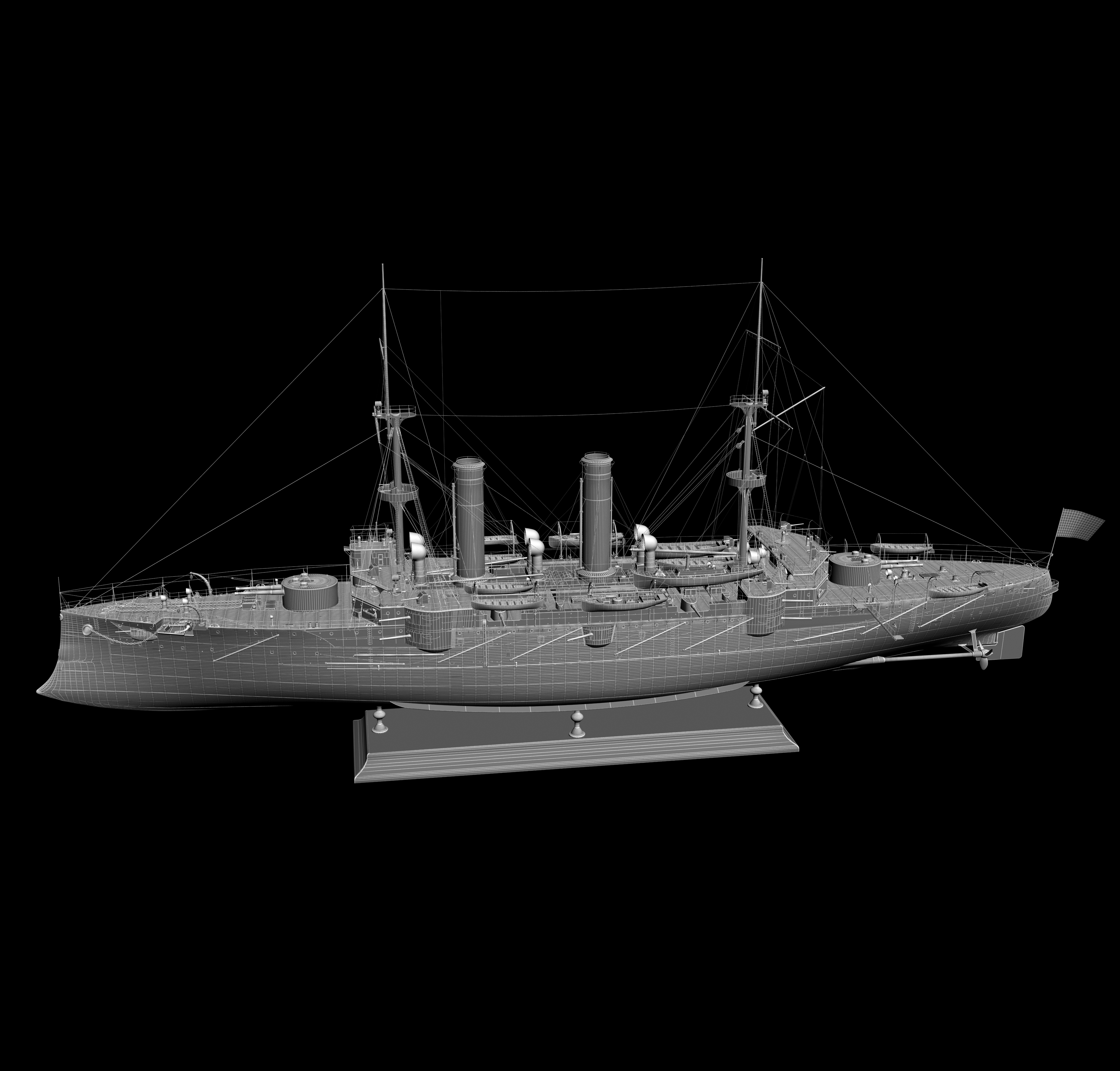 3D armored cruiser asama empire - TurboSquid 1705010