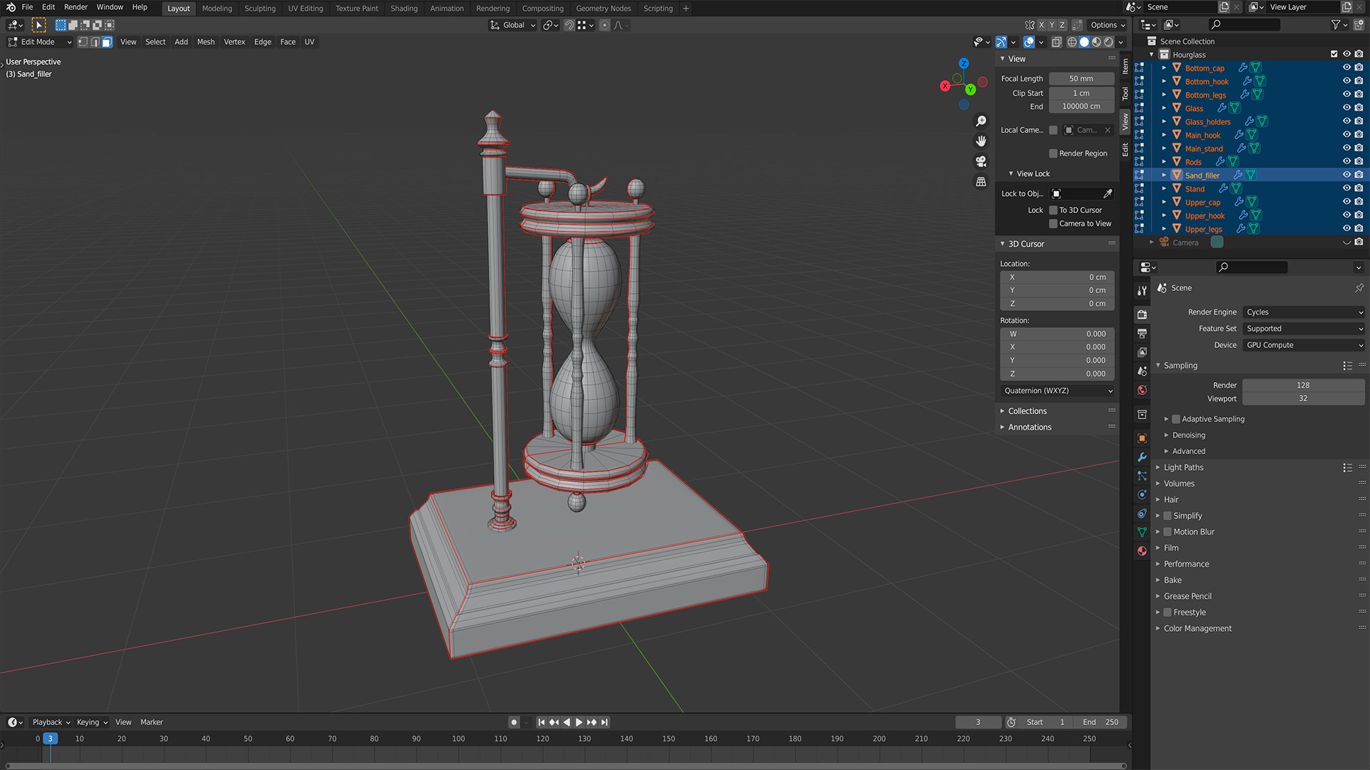 3D model Hanging hourglass - TurboSquid 1839806