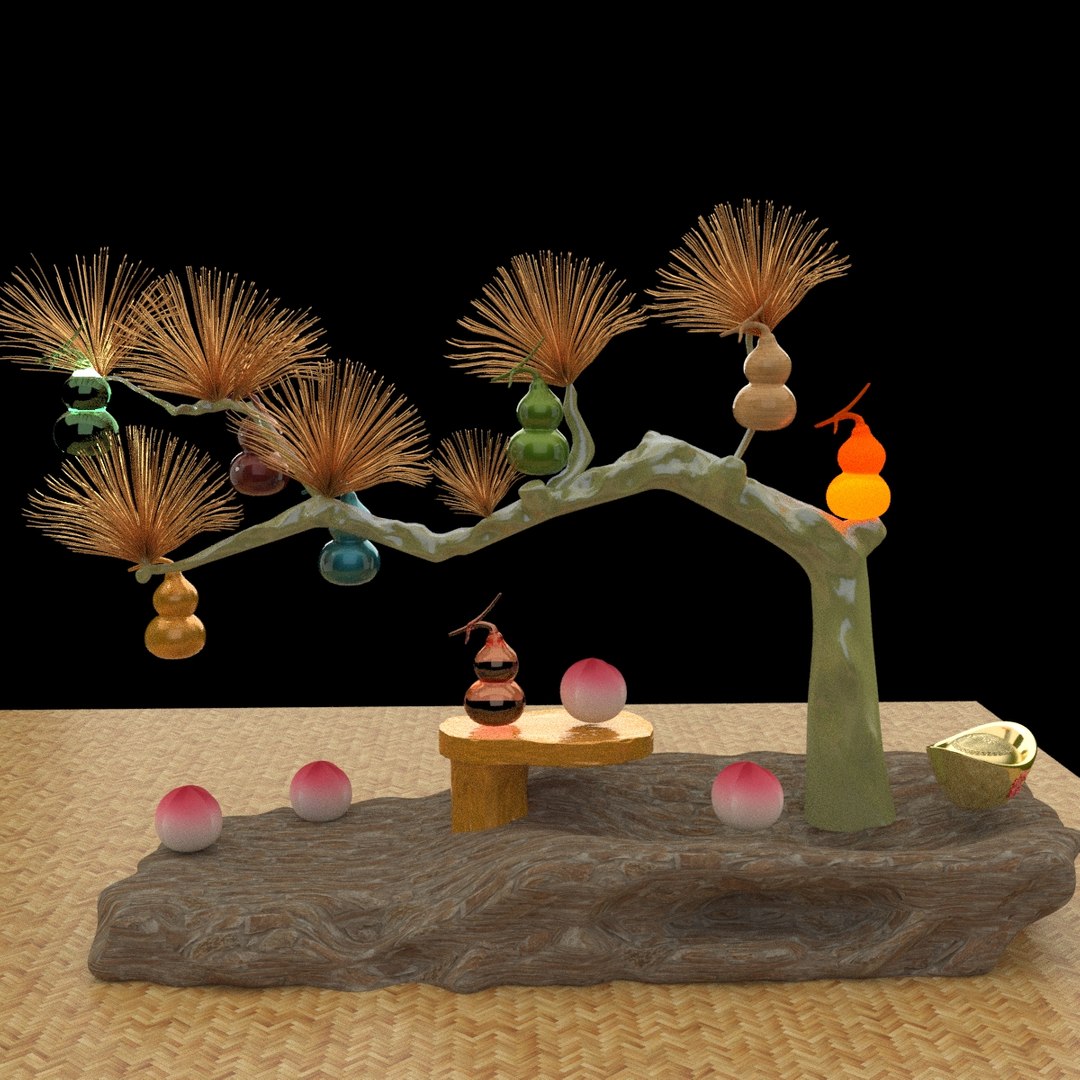 3D Chinese Gourd Tree - TurboSquid 2142887