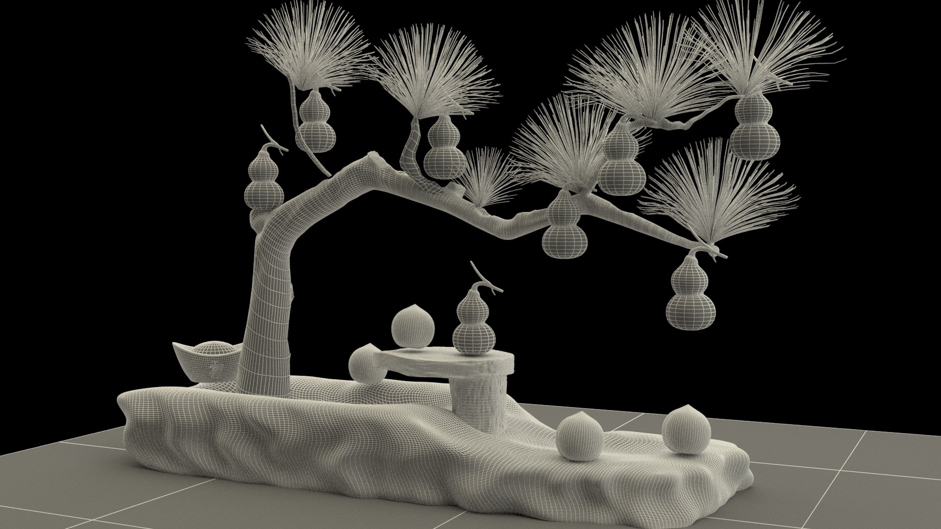 3D Chinese Gourd Tree - TurboSquid 2142887