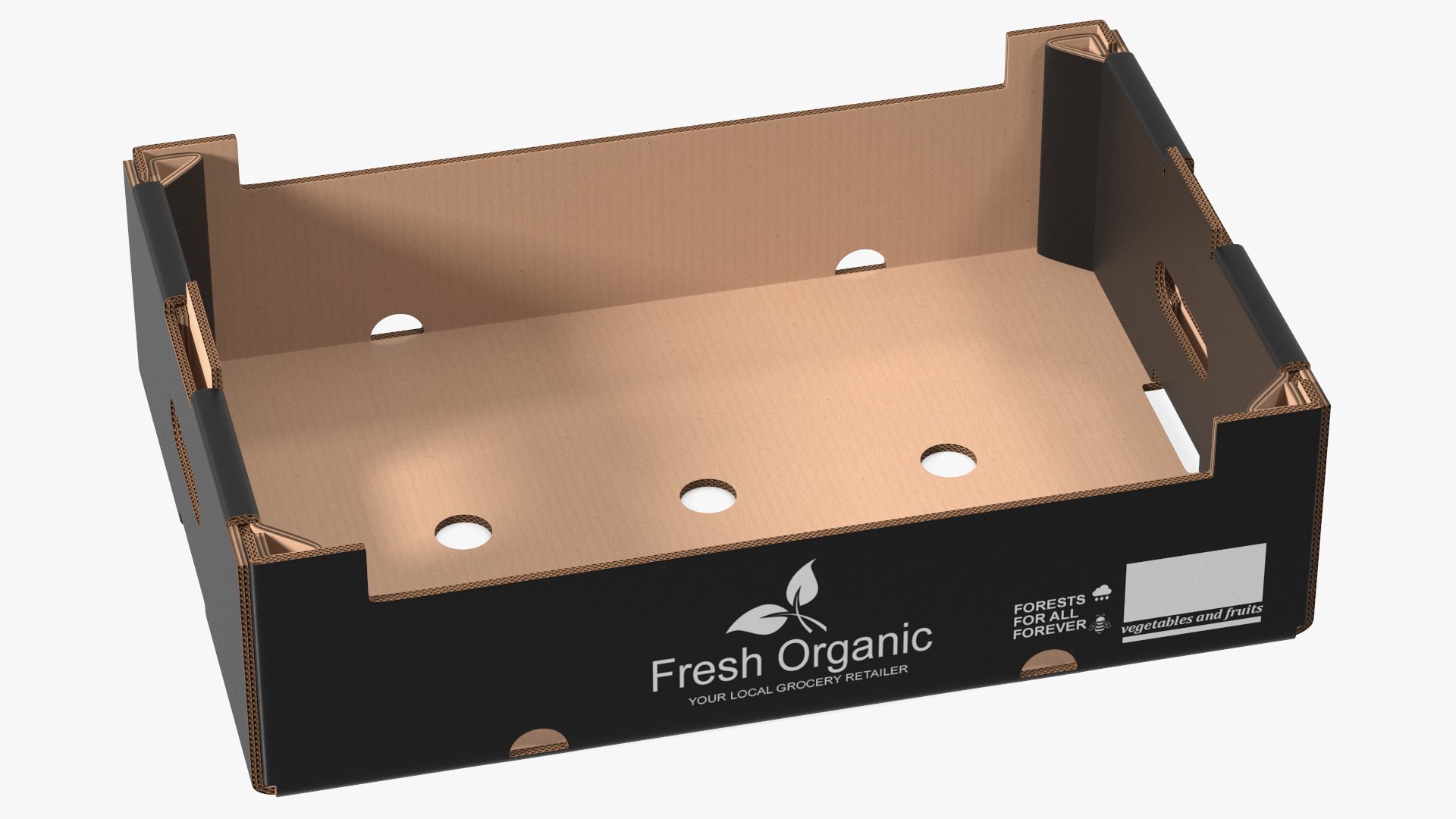 3D Stackable Corrugated Fruit and Vegetable Tray Black model ...