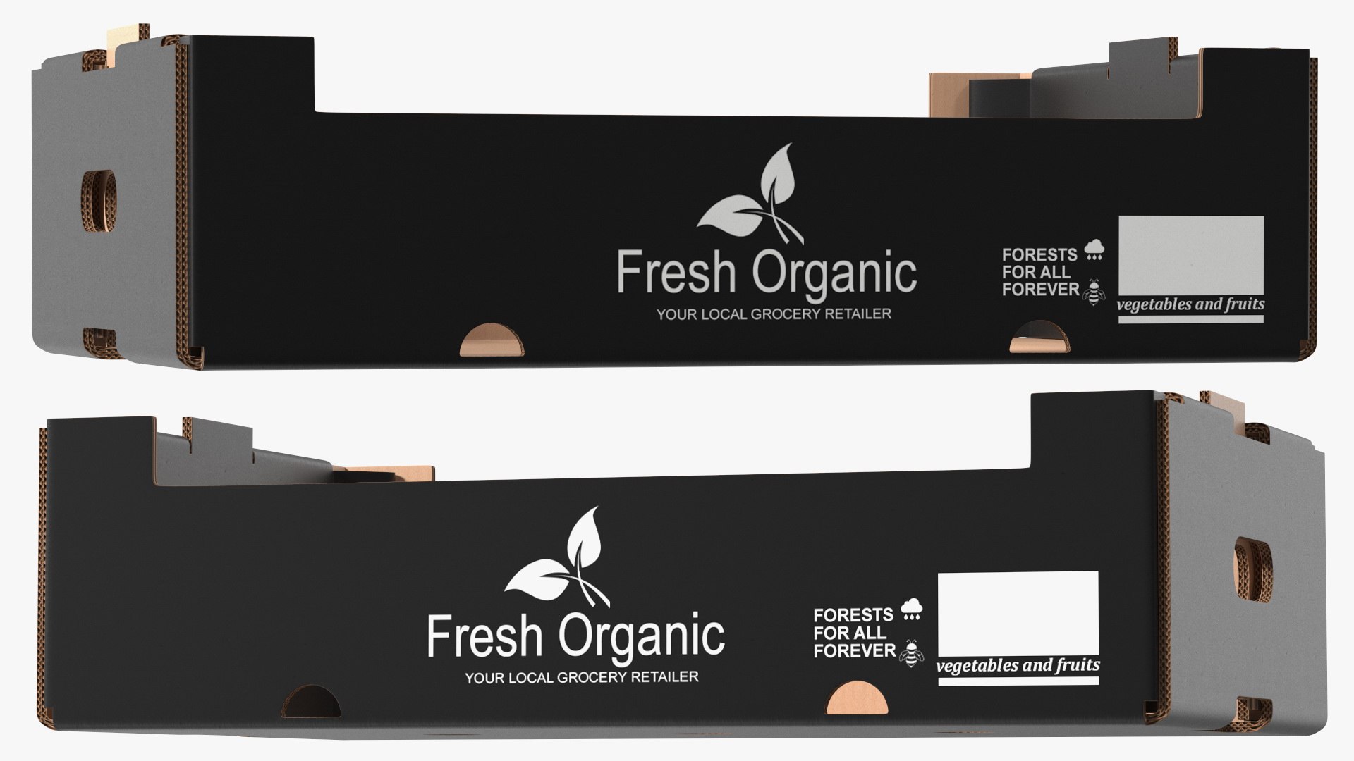 3D Stackable Corrugated Fruit and Vegetable Tray Black model ...