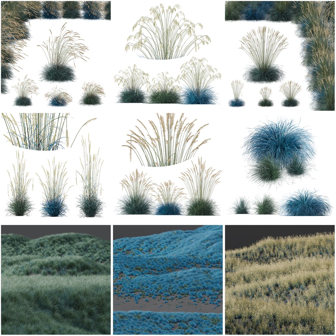 3D model 6 Different SETS of Grass SET VOL05 - TurboSquid 2126354