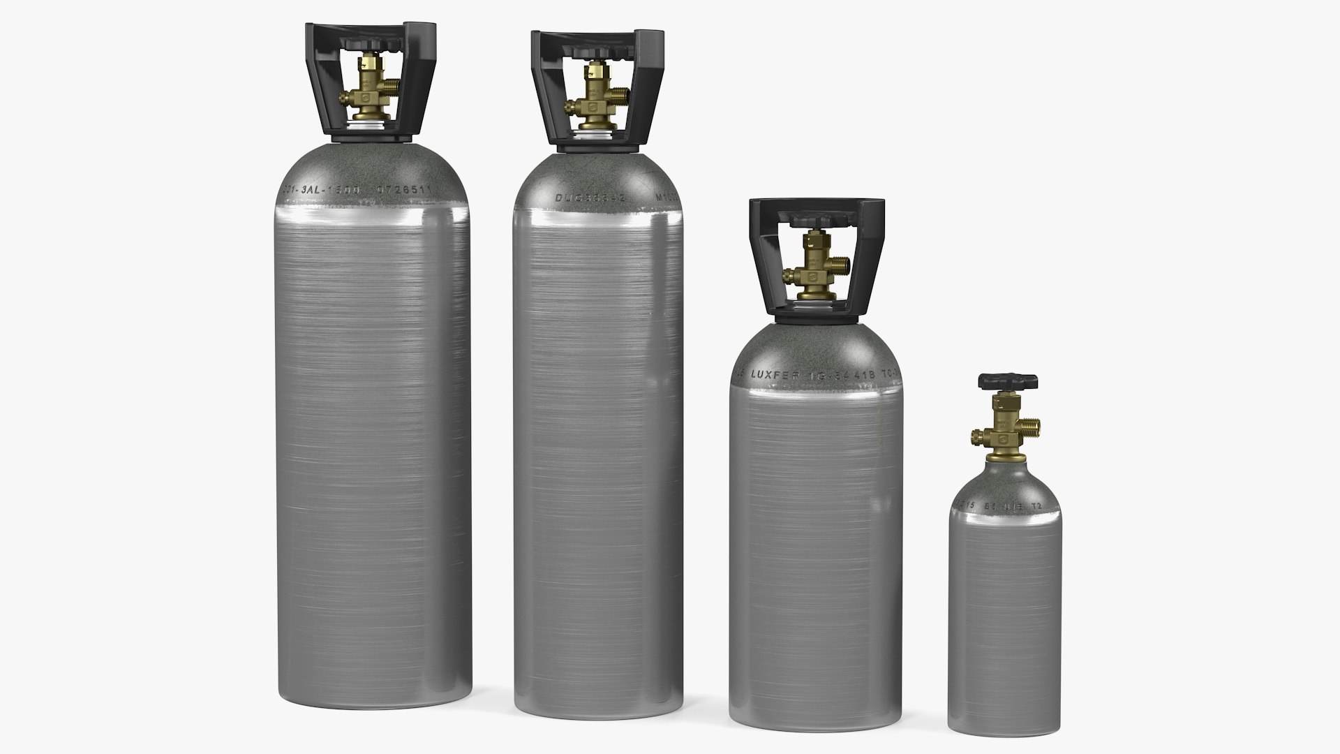 Aluminum co2 tank set 3D - TurboSquid 1621671