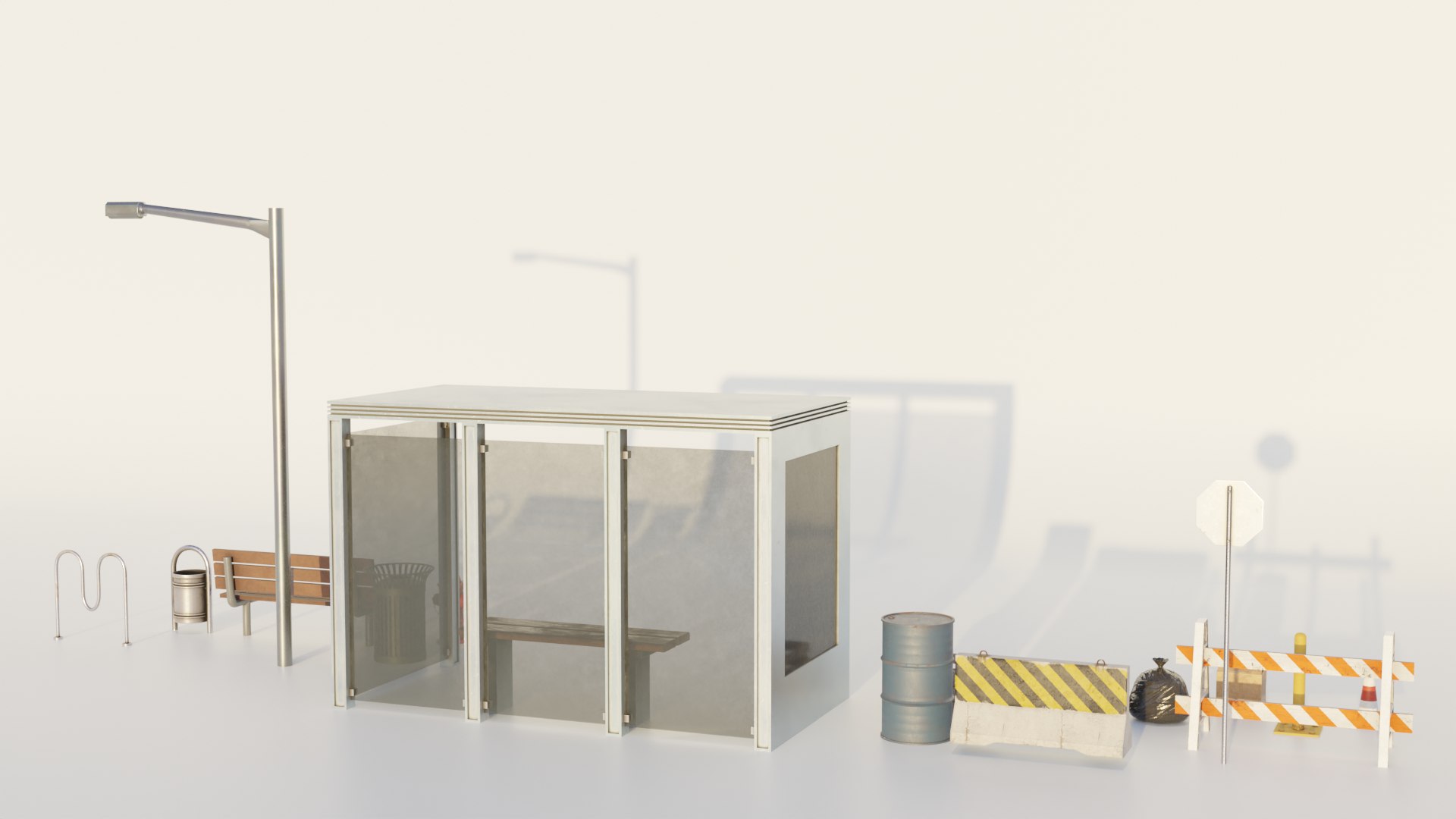 3D Model Street Items PBR - TurboSquid 1952962