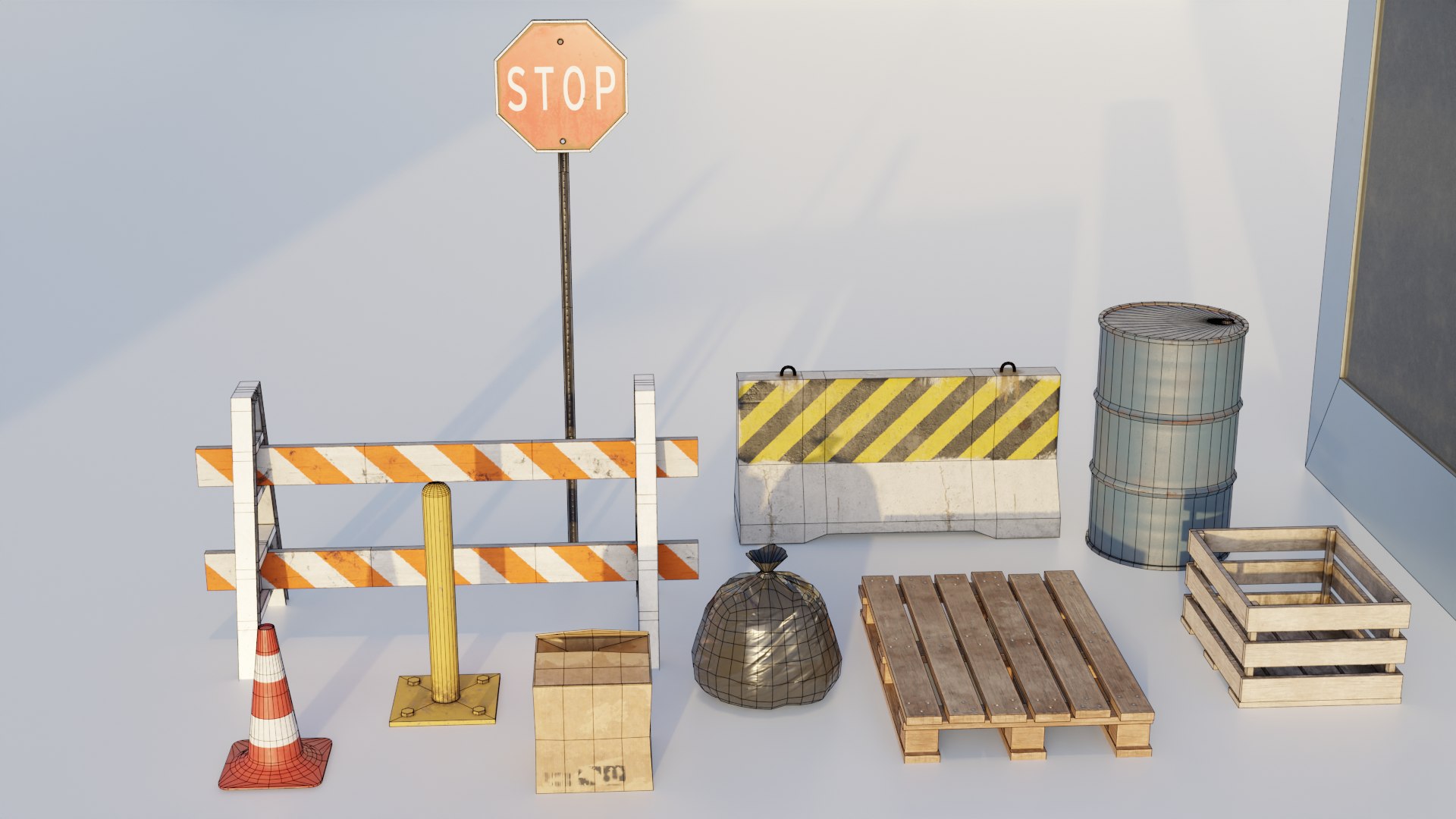 3D Model Street Items PBR - TurboSquid 1952962