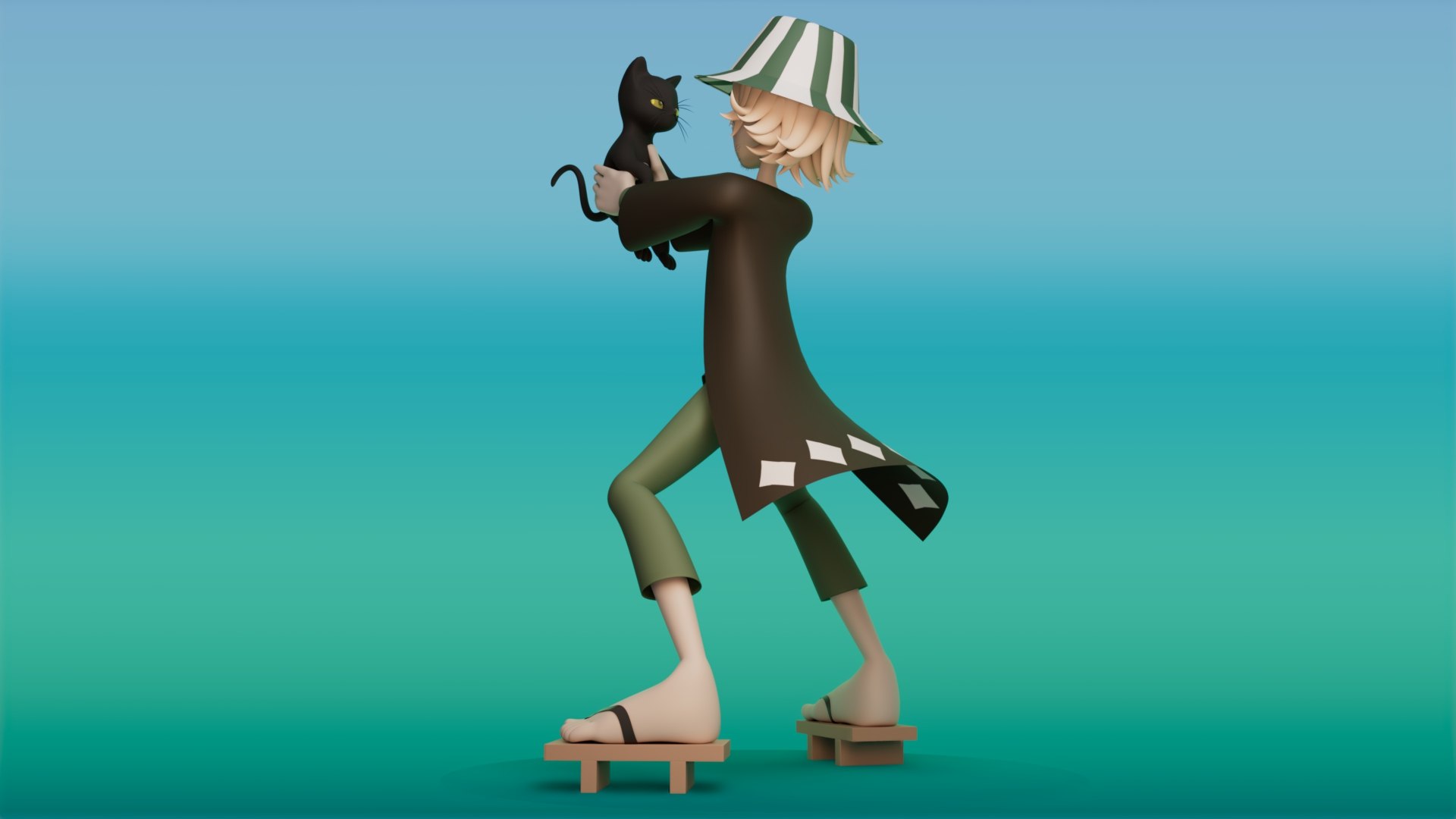 Kisuke Urahara And Yoruichi From Bleach Anime 3d Modeling And Rigging ...