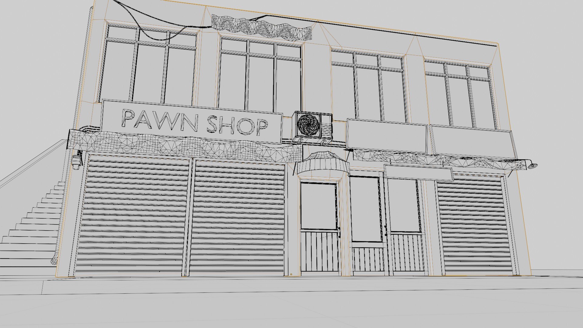 3D Model Typical Street Building With Shops With 4k Pbr Textures ...