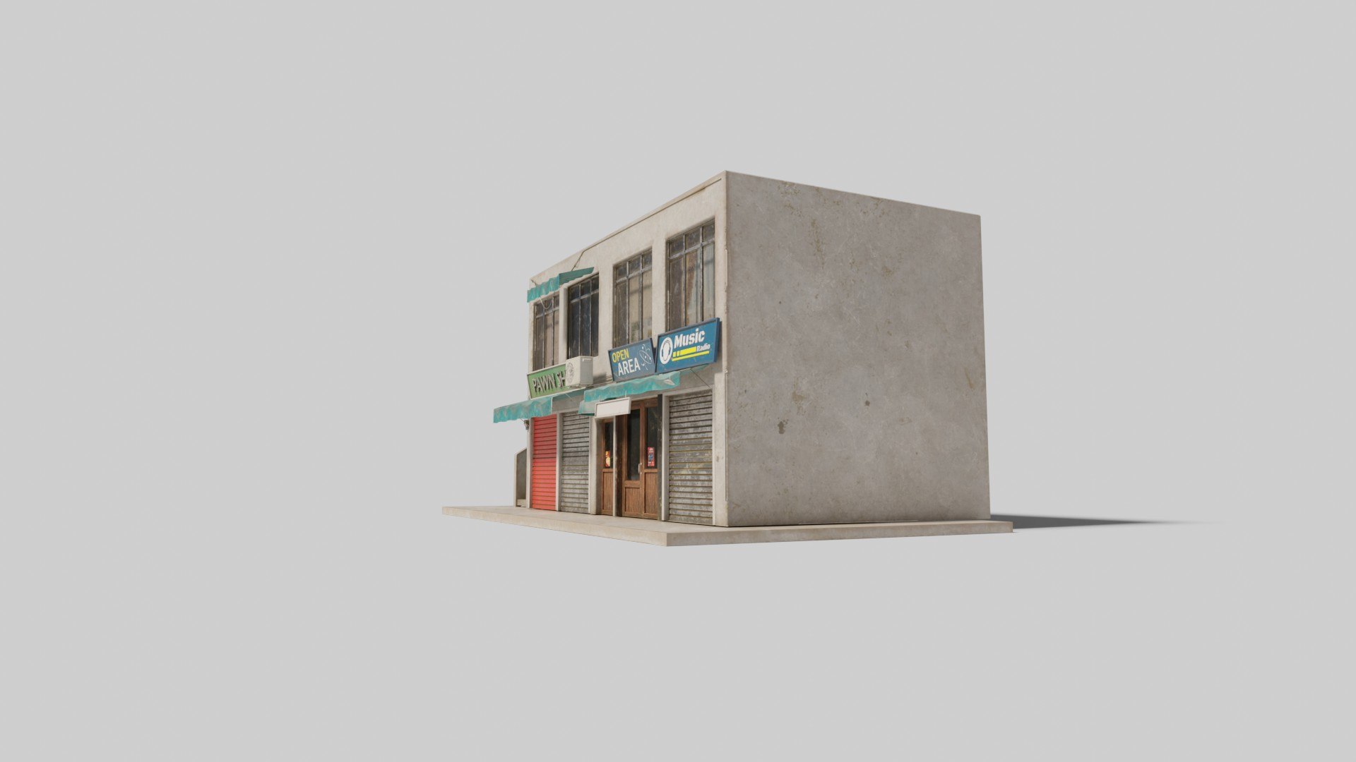 3D Model Typical Street Building With Shops With 4k Pbr Textures ...