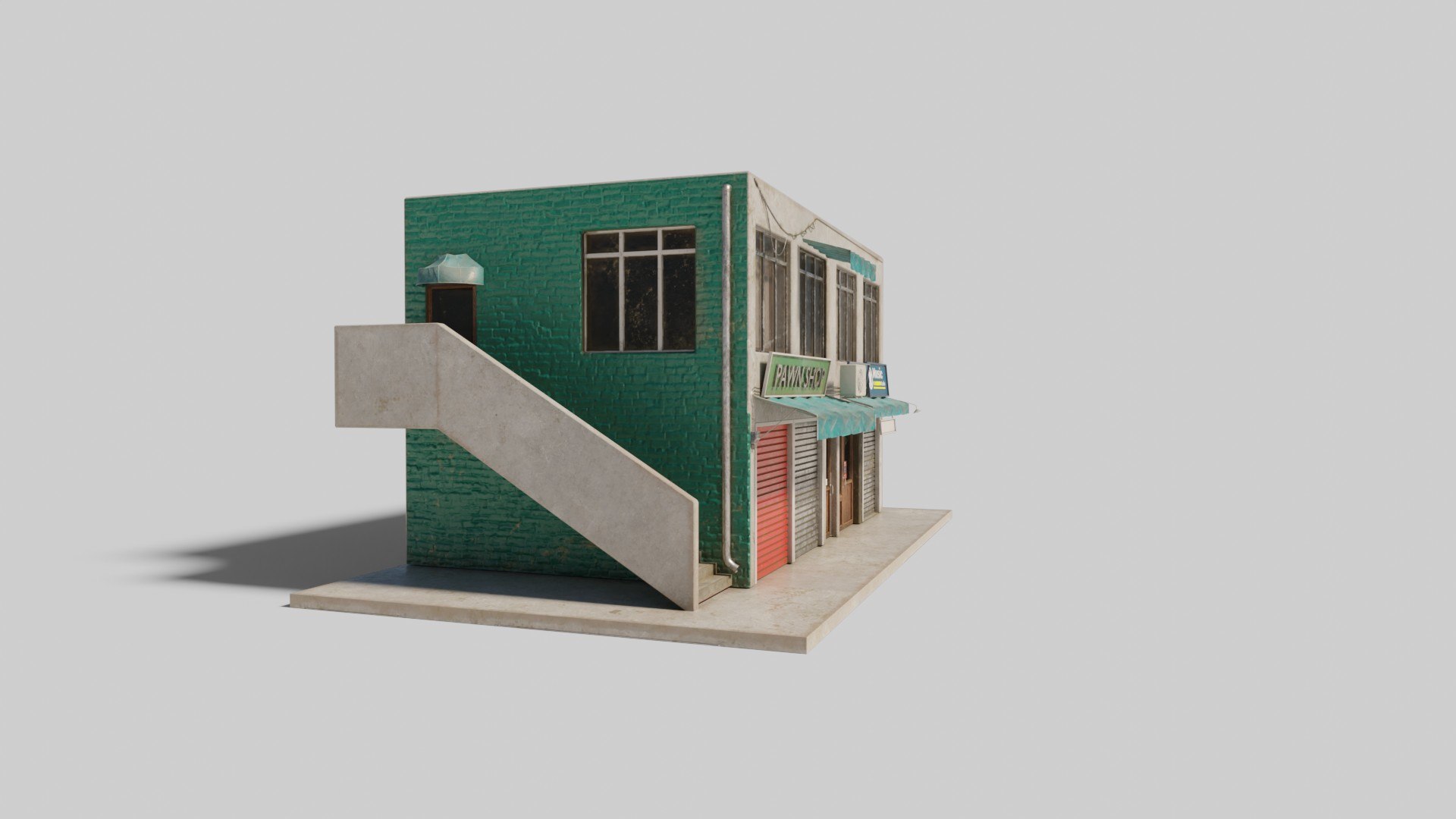 3D Model Typical Street Building With Shops With 4k Pbr Textures ...