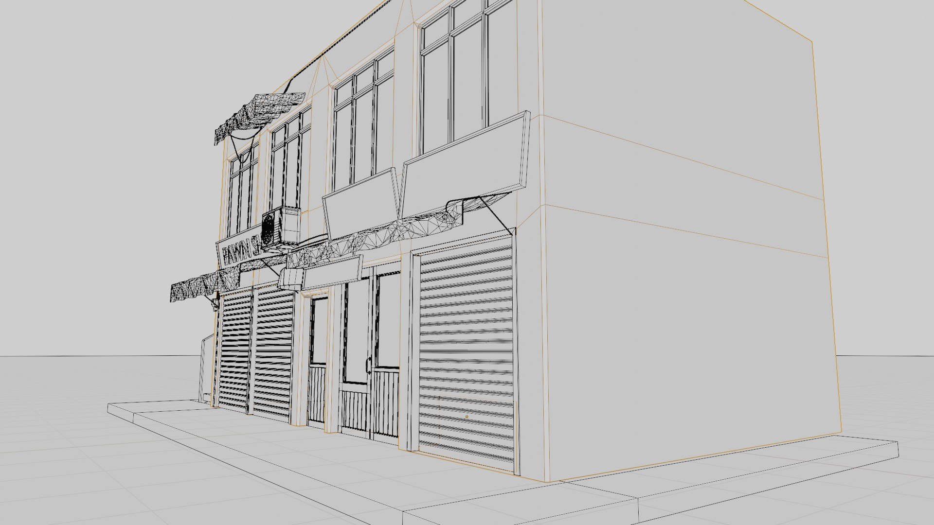 3D Model Typical Street Building With Shops With 4k Pbr Textures ...