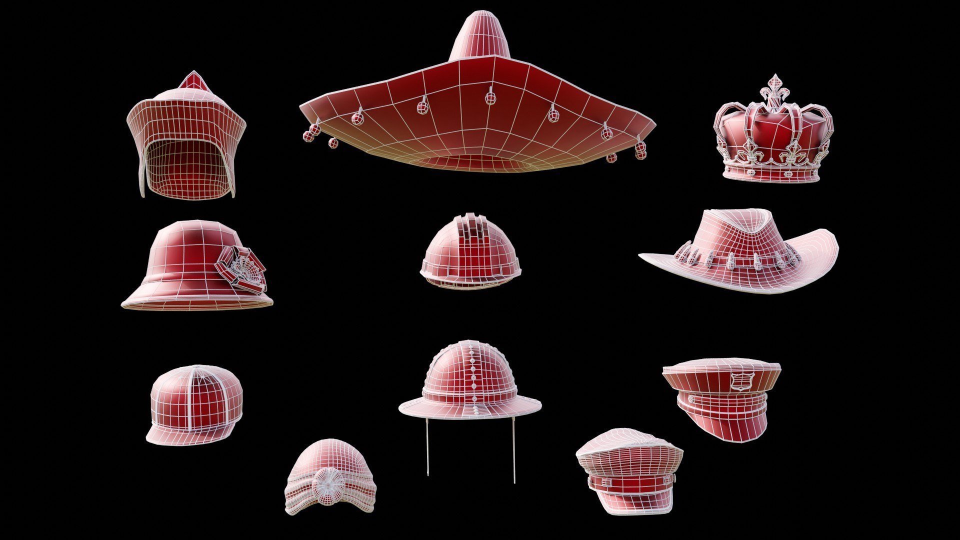 20 Different Hats 3D Model - TurboSquid 1952329